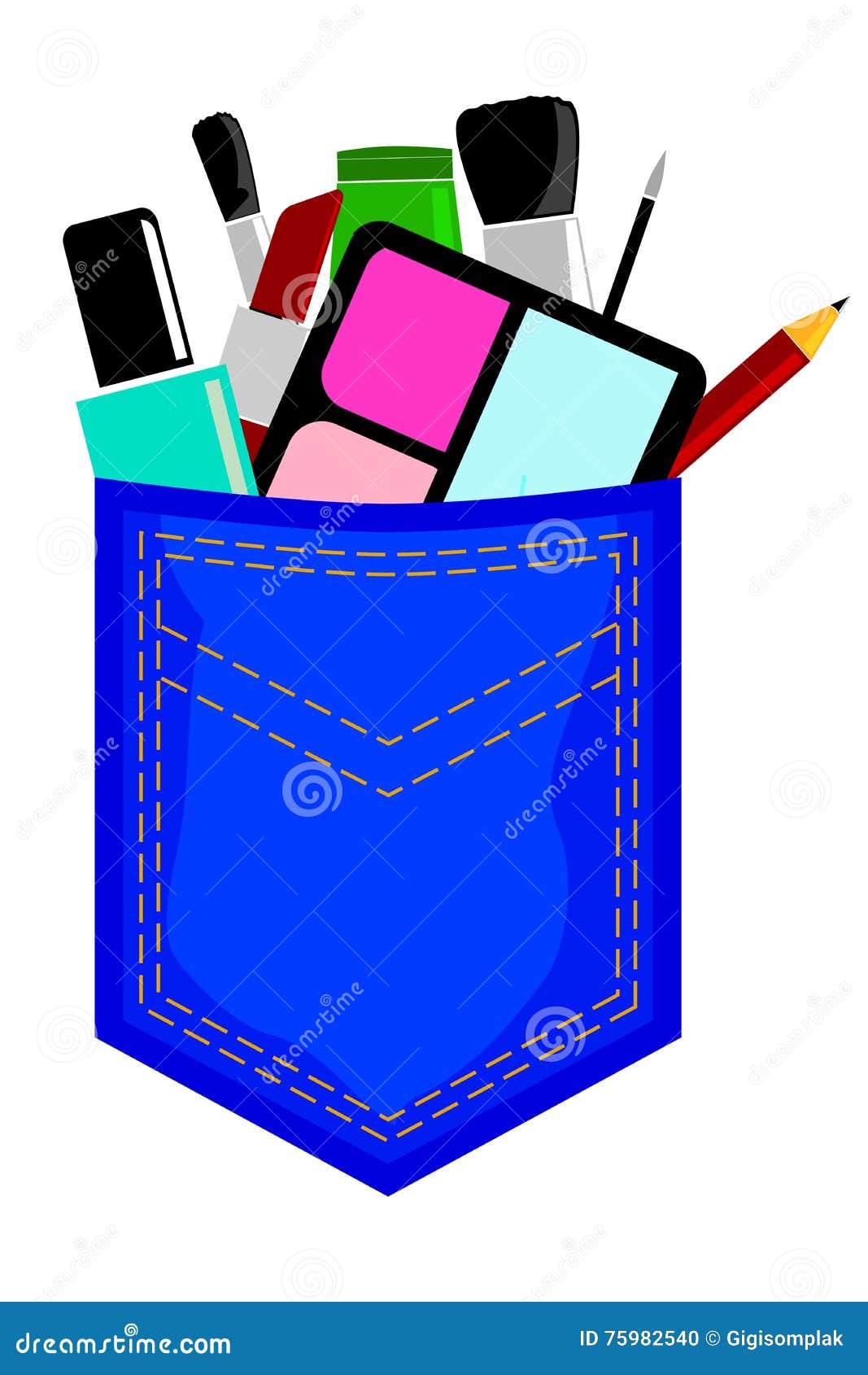 Cosmetic at Back Pocket at White Background Stock Vector - Illustration ...
