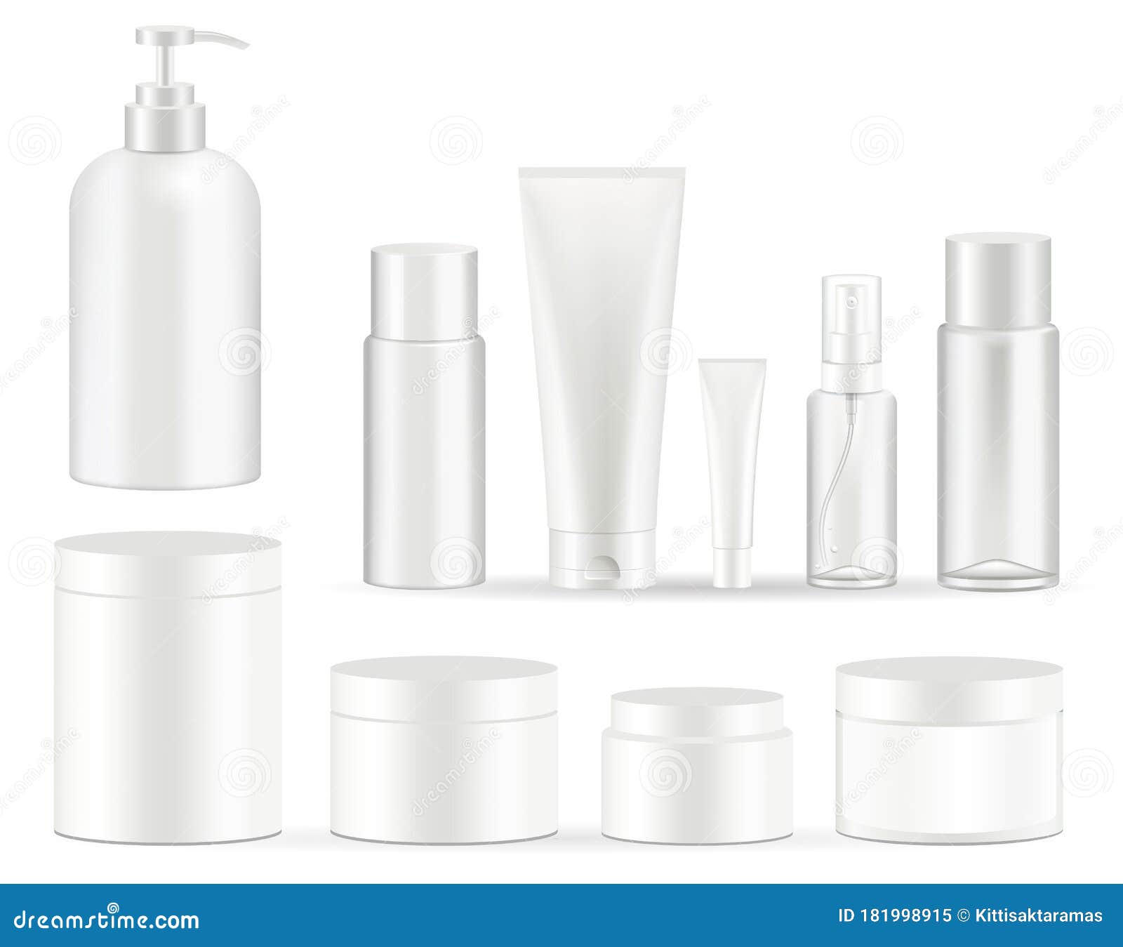 Cosmetic Bottles Packaging Set Vector Illustration Stock Illustration ...