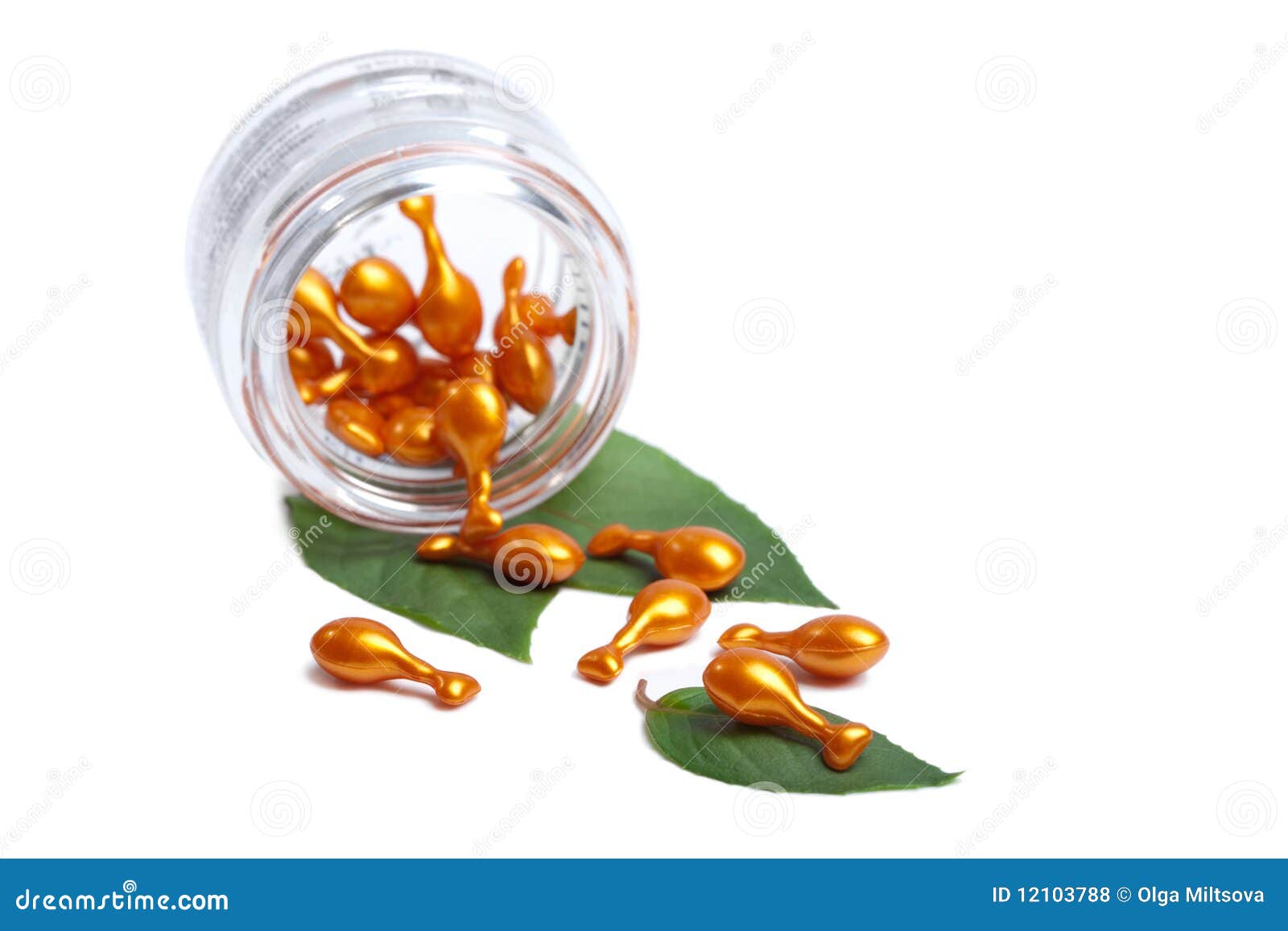 Cosmetic Capsules in Glass Bottle Isolated Stock Photo - Image of ...