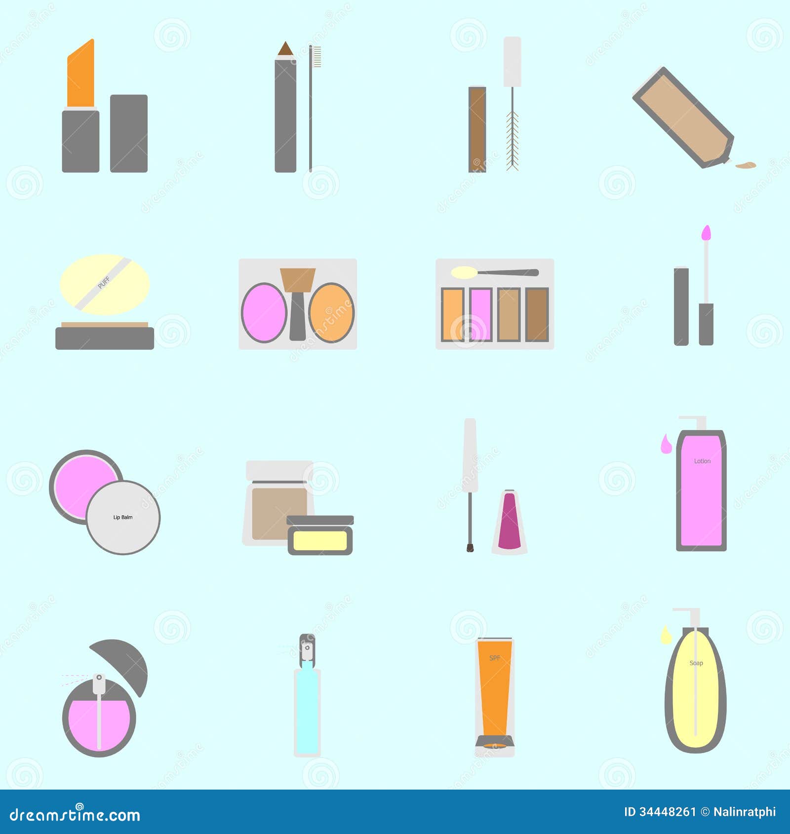 Cosmetic Color Icons on Light Background Stock Vector - Illustration of ...
