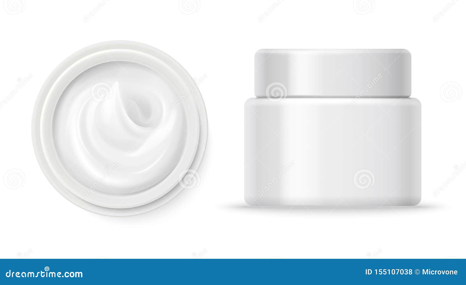 Cosmetic Cream Containers Vector. Cream Container Top And Front View ...