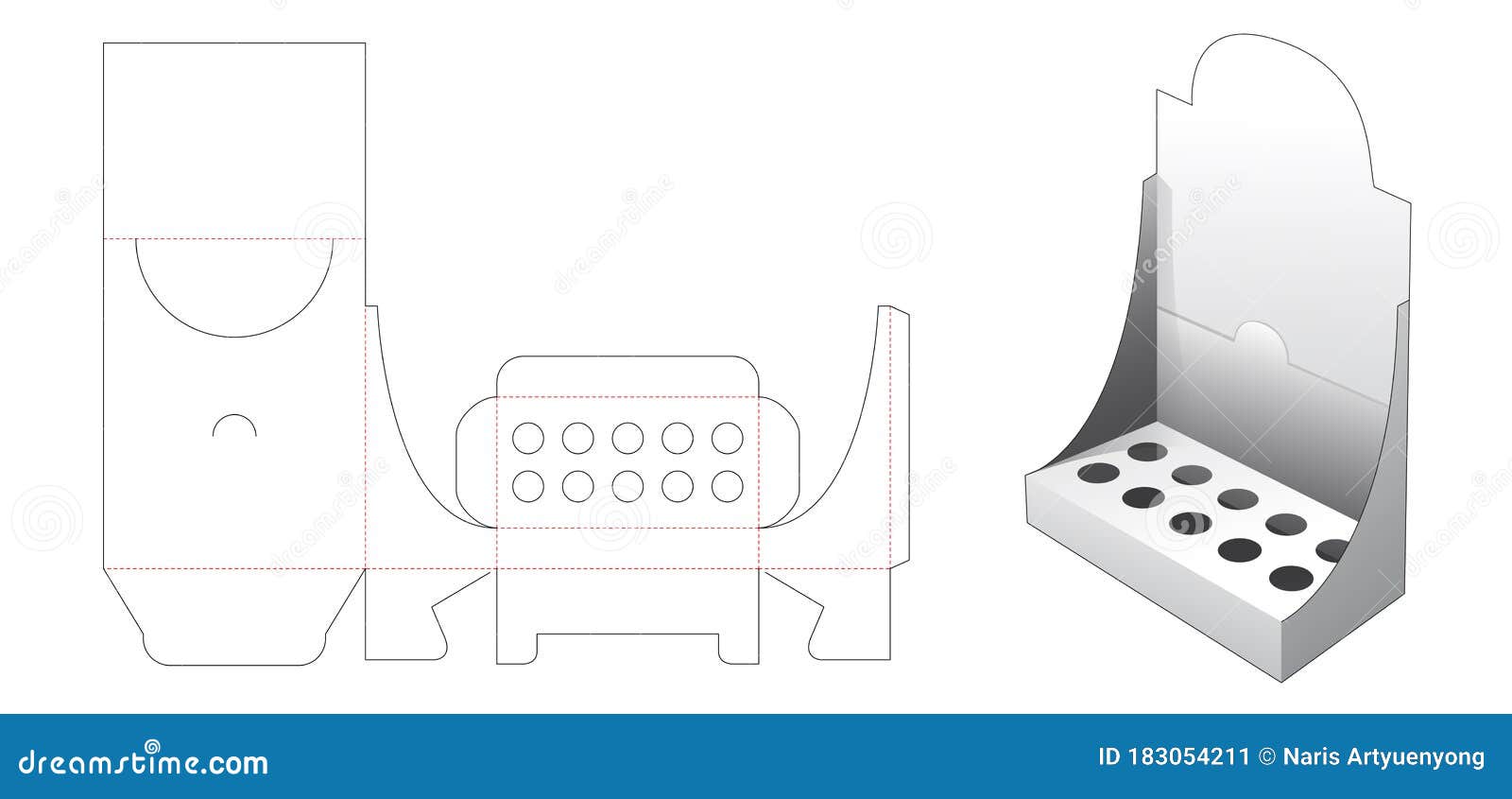 Cosmetic Display Box Die Cut Template Stock Vector - Illustration of ...