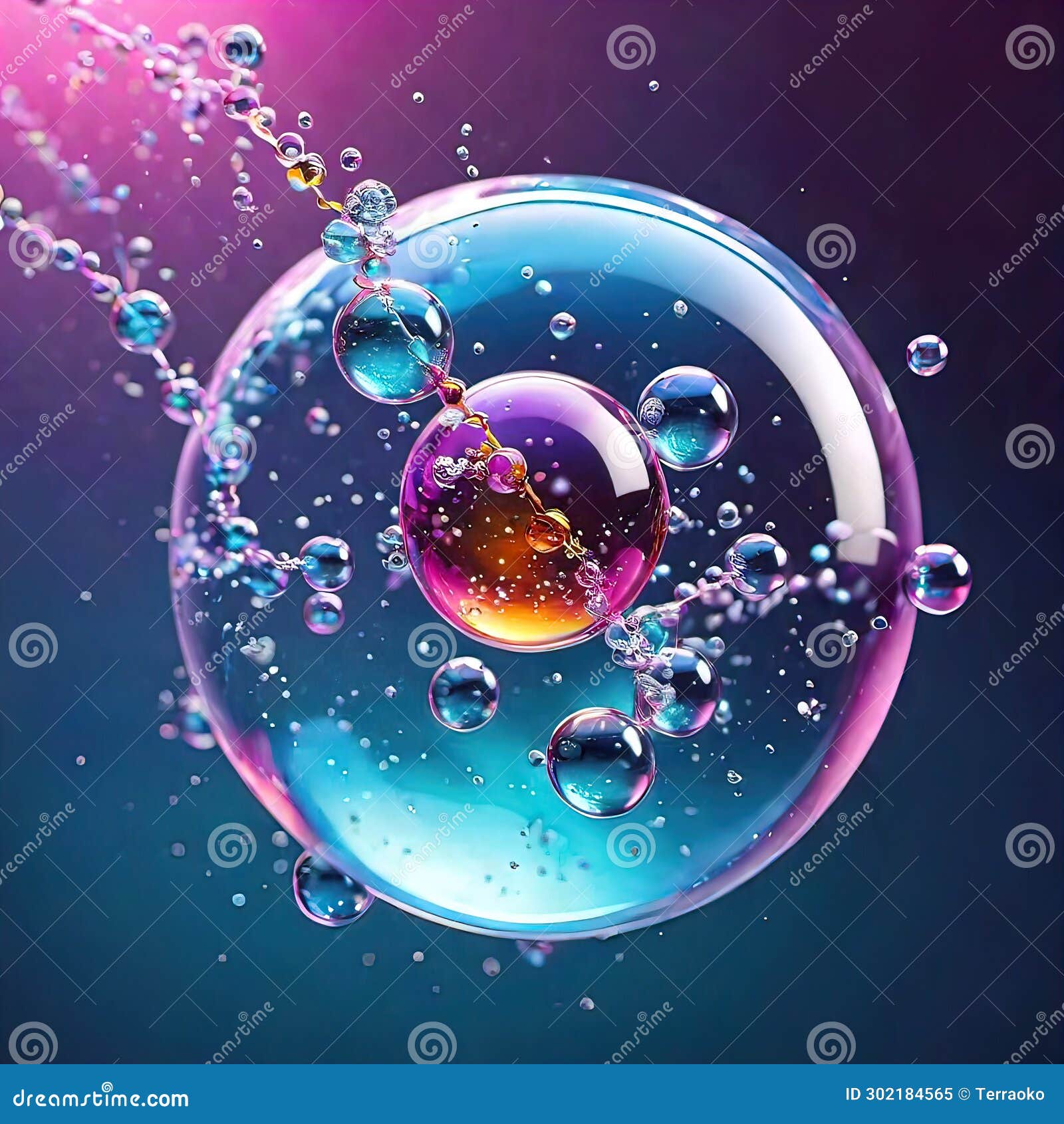 Cosmetic Essence, Liquid Water Molecules, Molecules Inside Liquid ...