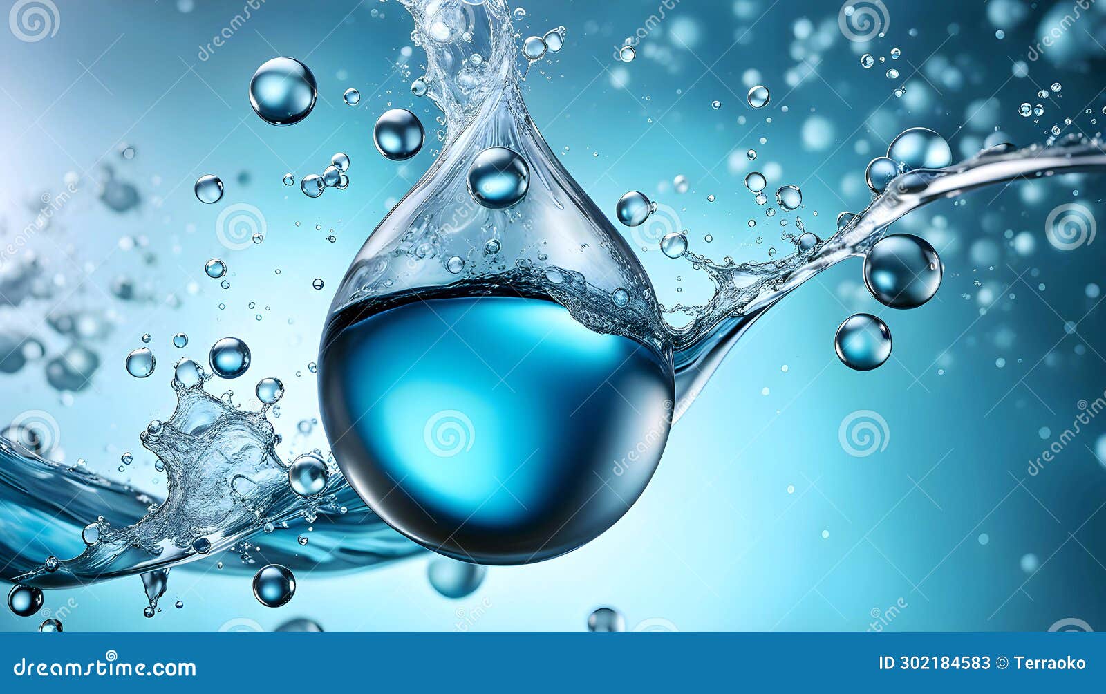 Cosmetic Essence, Liquid Water Molecules, Molecules Inside Liquid ...