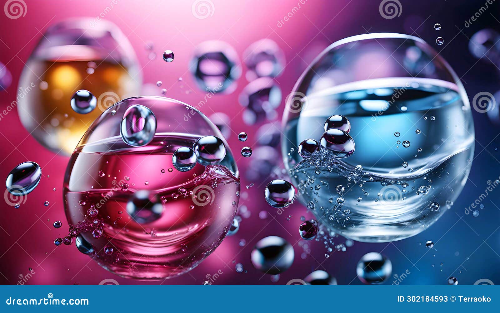 Cosmetic Essence, Liquid Water Molecules, Molecules Inside Liquid ...