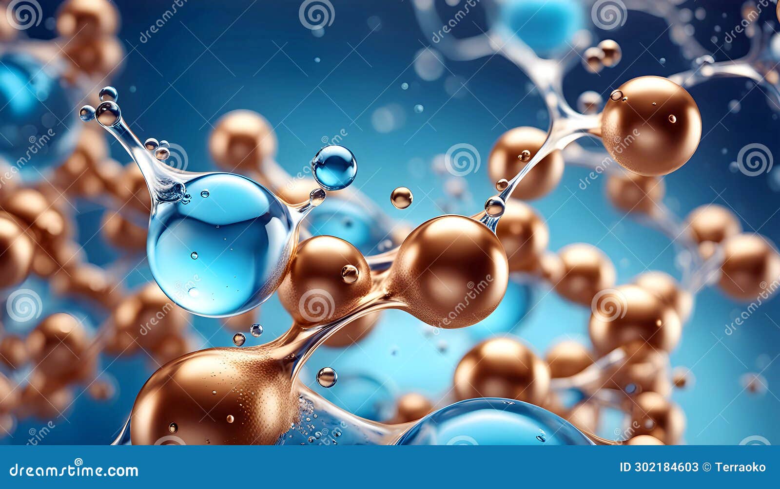 Cosmetic Essence, Liquid Water Molecules, Molecules Inside Liquid ...