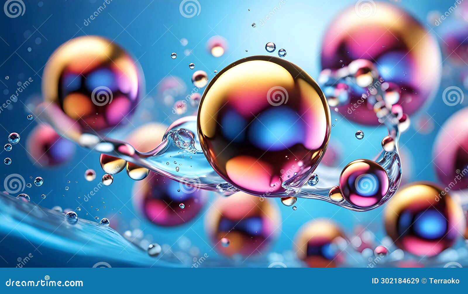 Cosmetic Essence, Liquid Water Molecules, Molecules Inside Liquid ...