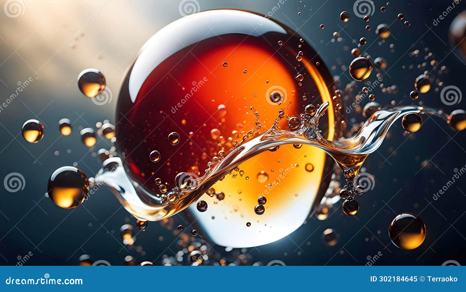 Cosmetic Essence, Liquid Water Molecules, Molecules Inside Liquid ...