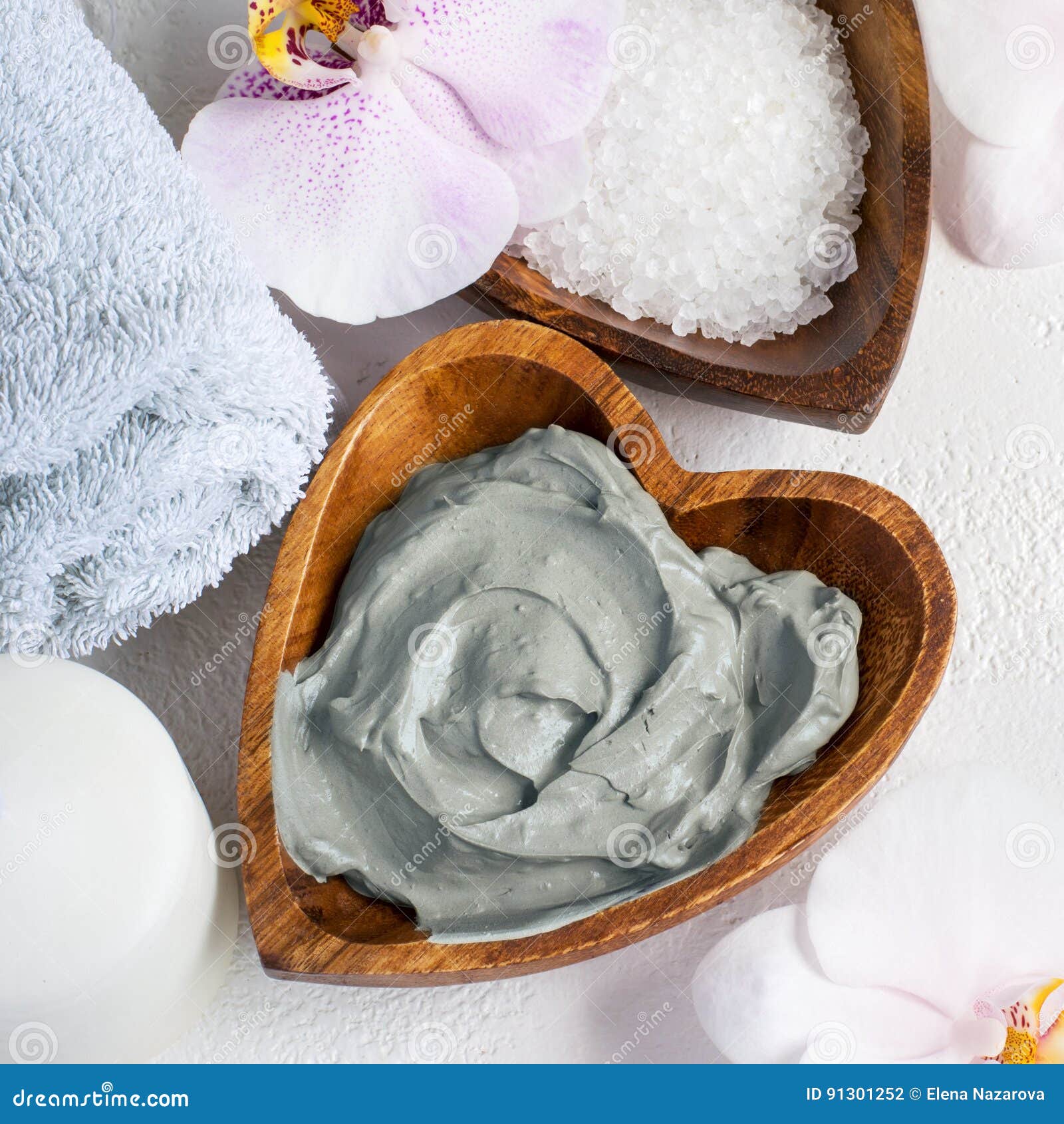 Cosmetic Face and Body Mask of Blue Clay. Spa Setting Stock Photo ...