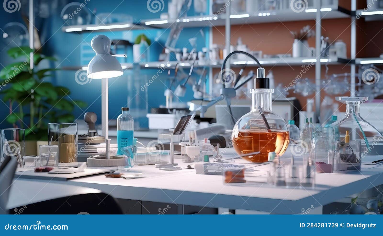 Cosmetic Laboratory with Bio Research Close-up. Generative AI. Stock ...