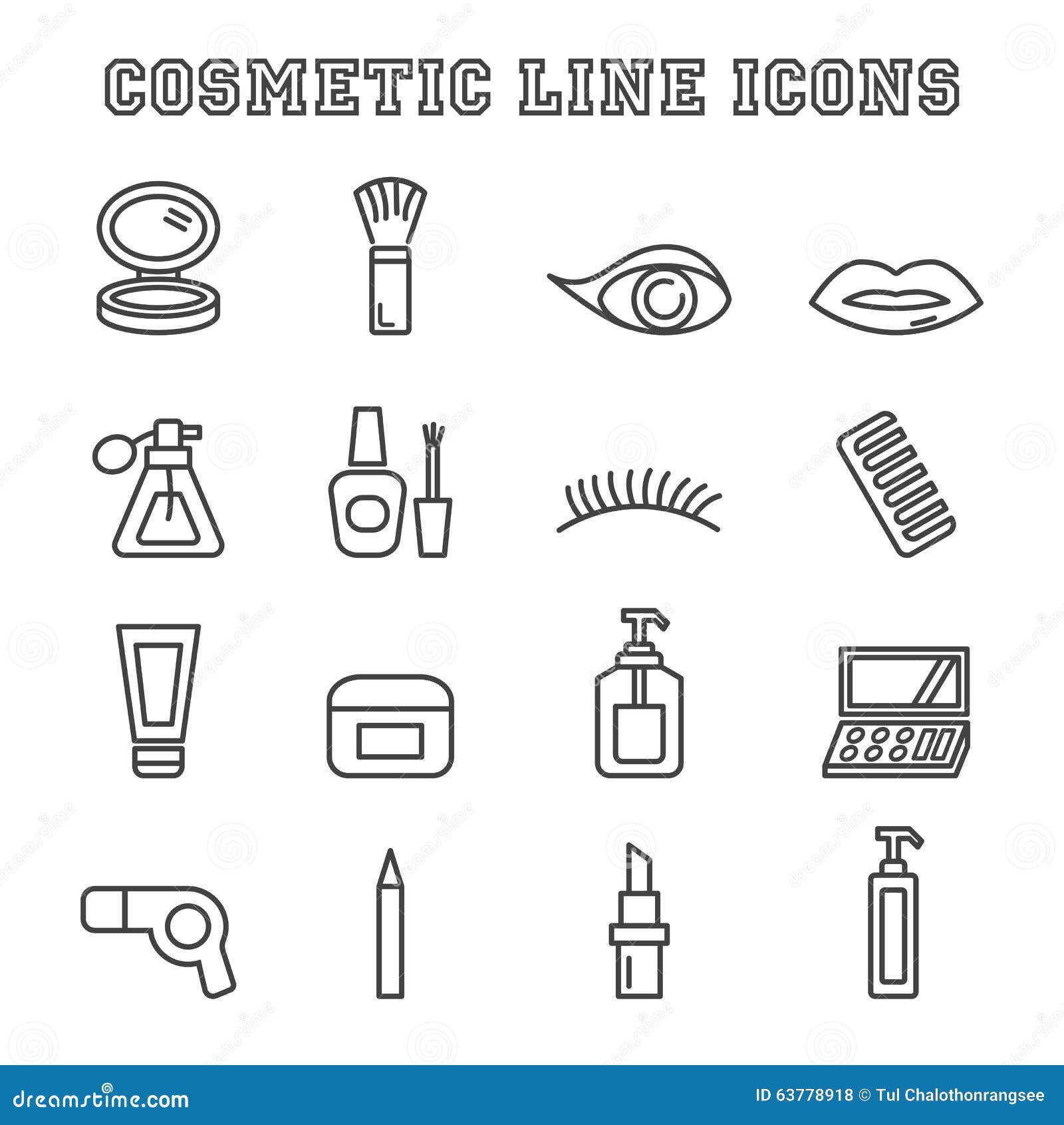 Cosmetic line icons stock vector. Illustration of lipstick - 63778918