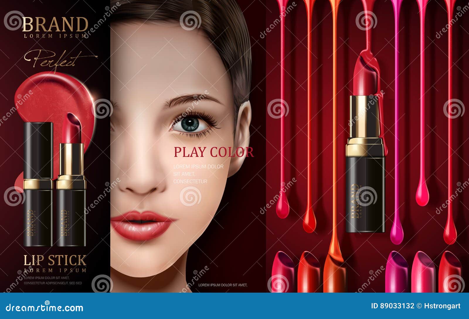 Cosmetic lipstick ad stock vector. Illustration of style - 89033132