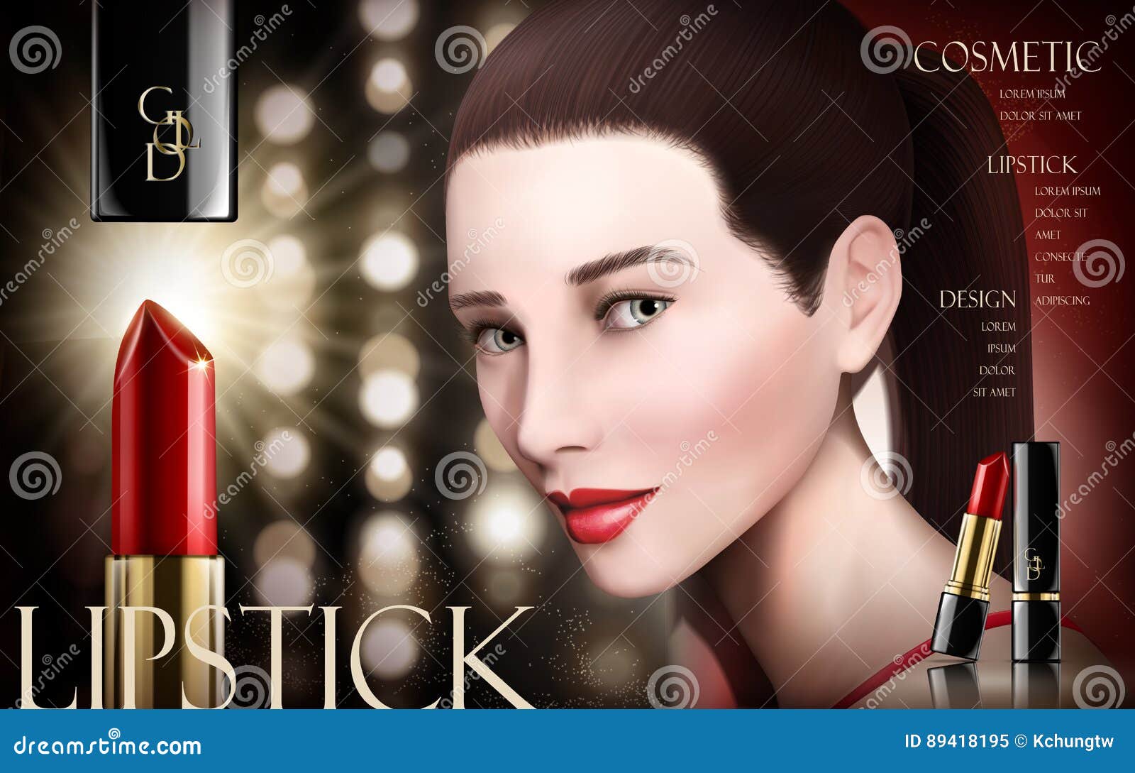 Cosmetic lipstick ad stock vector. Illustration of draw - 89418195