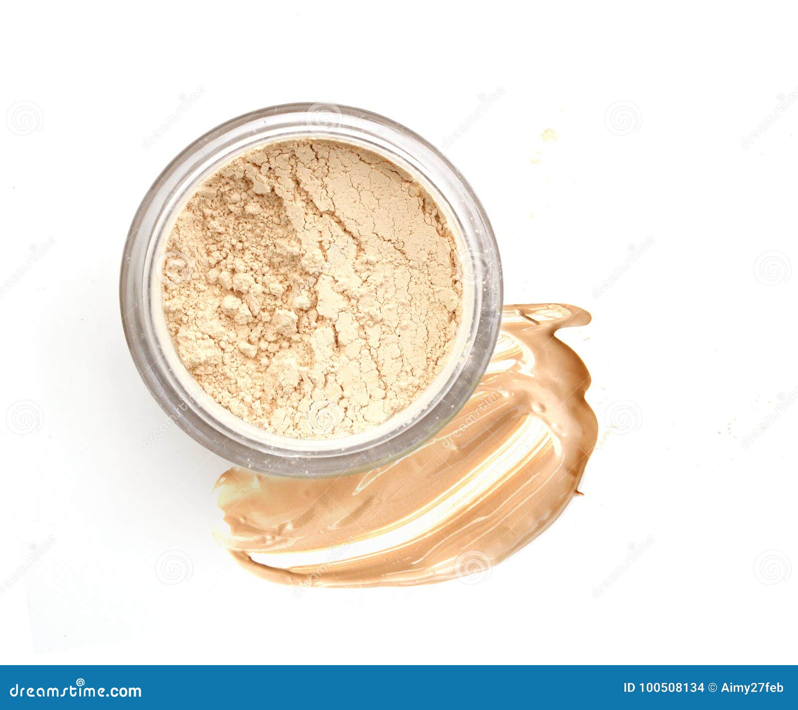 Cosmetic Make Up Beige and Powder Isolate Stock Photo - Image of beige ...