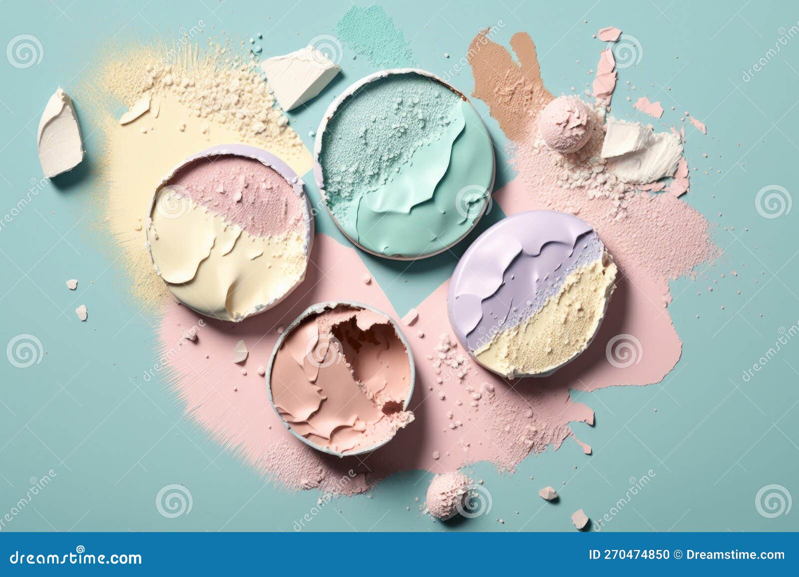 Cosmetic Make Up Powder Cracked and Broken into Pieces. Generative Ai ...