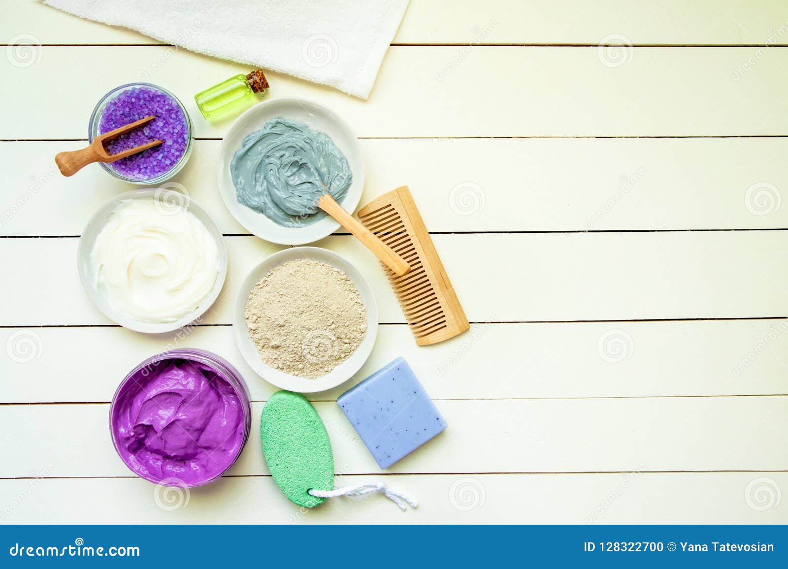 Cosmetic Objects for Spa Procedures on a White Background. Selective ...