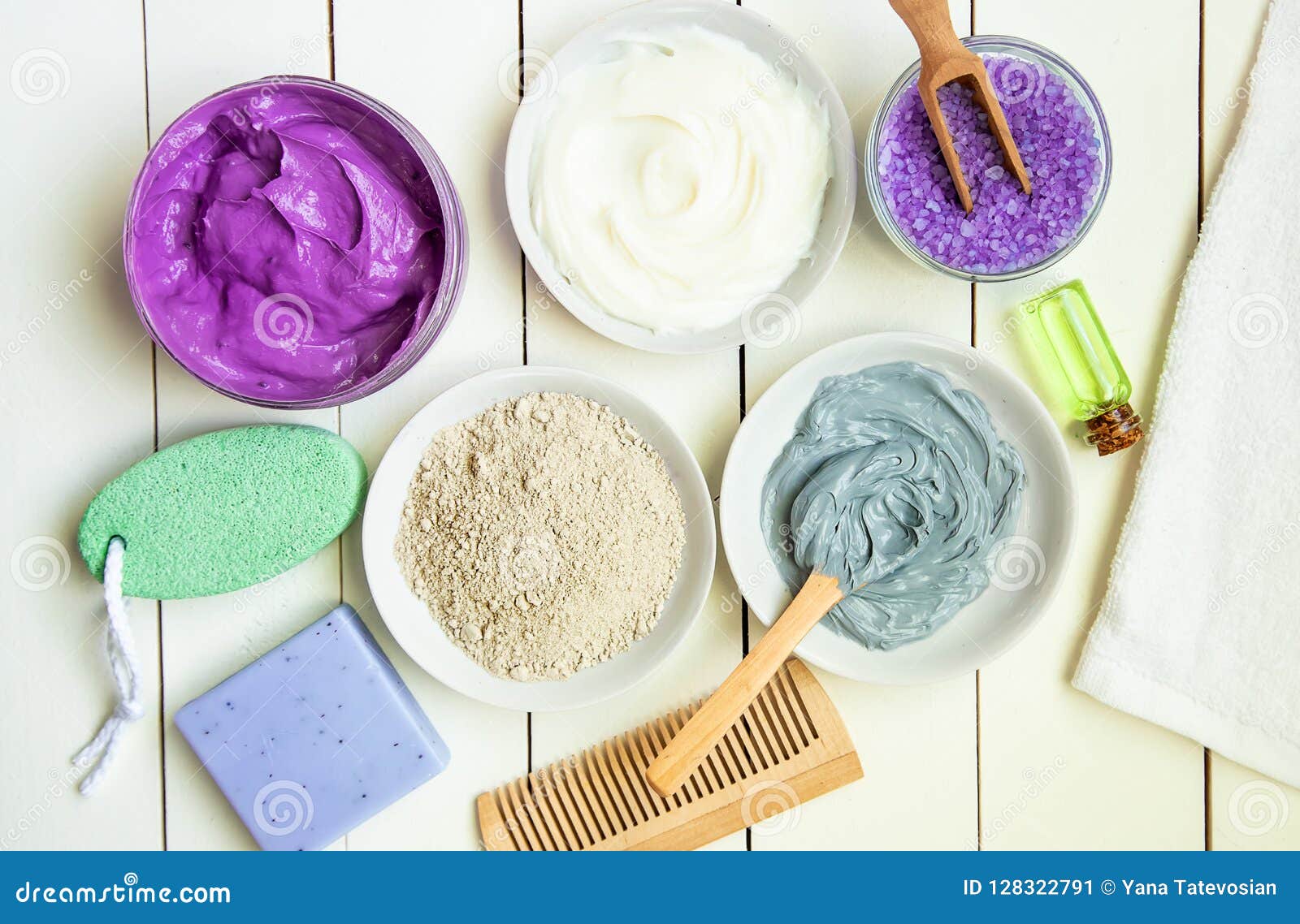 Cosmetic Objects for Spa Procedures on a White Background. Selective ...