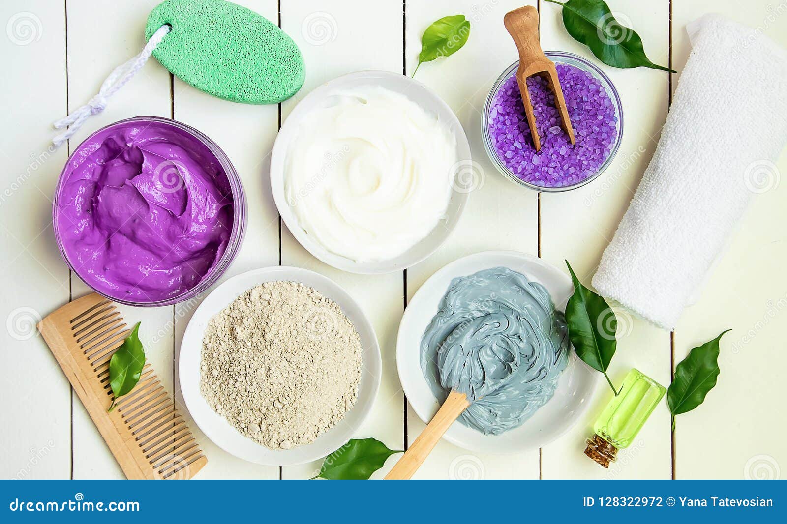 Cosmetic Objects for Spa Procedures on a White Background. Selective ...