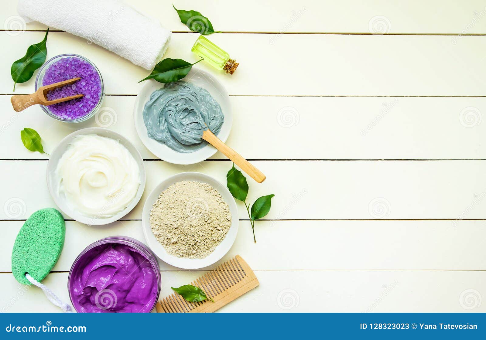 Cosmetic Objects for Spa Procedures on a White Background. Selective ...