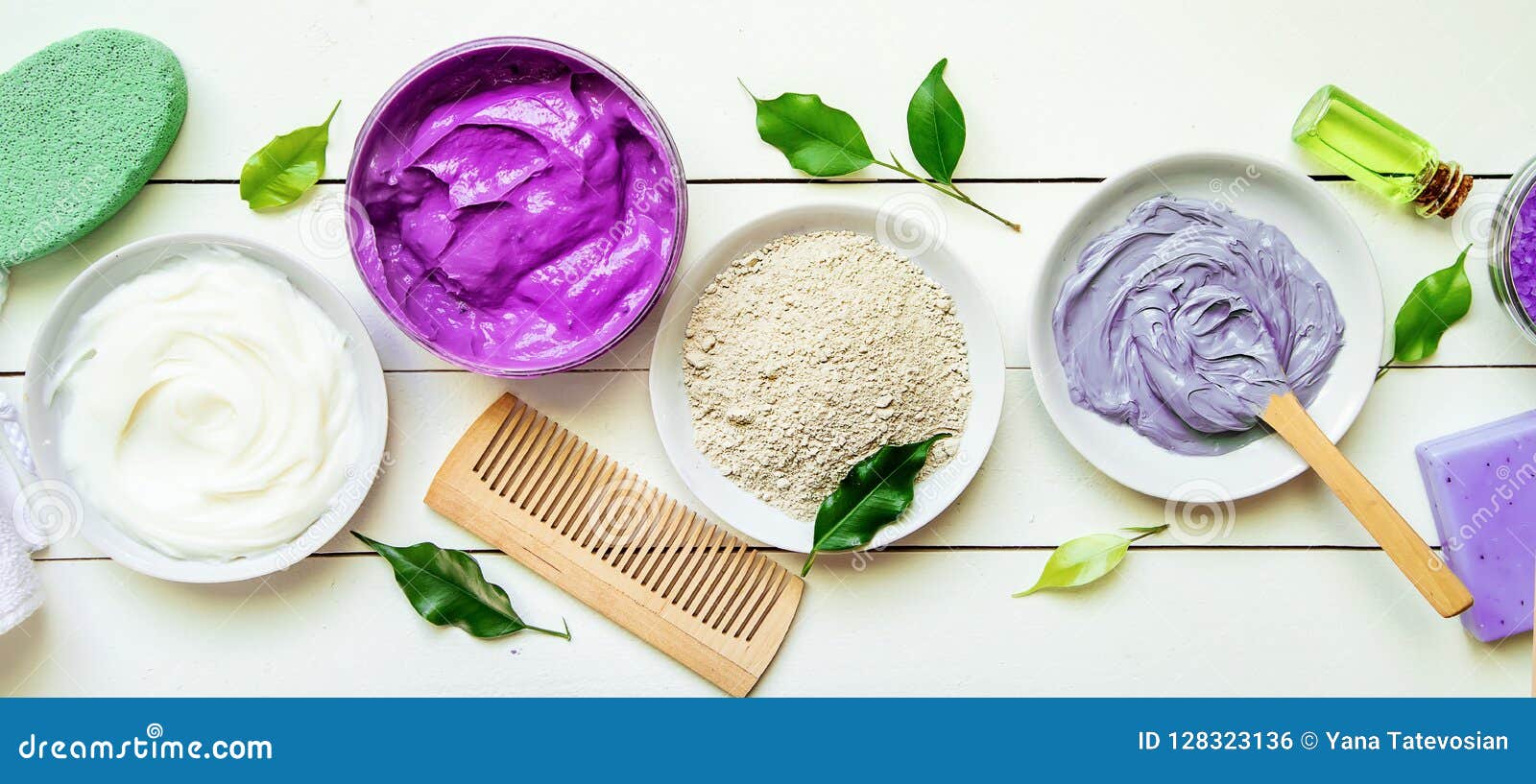 Cosmetic Objects for Spa Procedures on a White Background. Selective ...