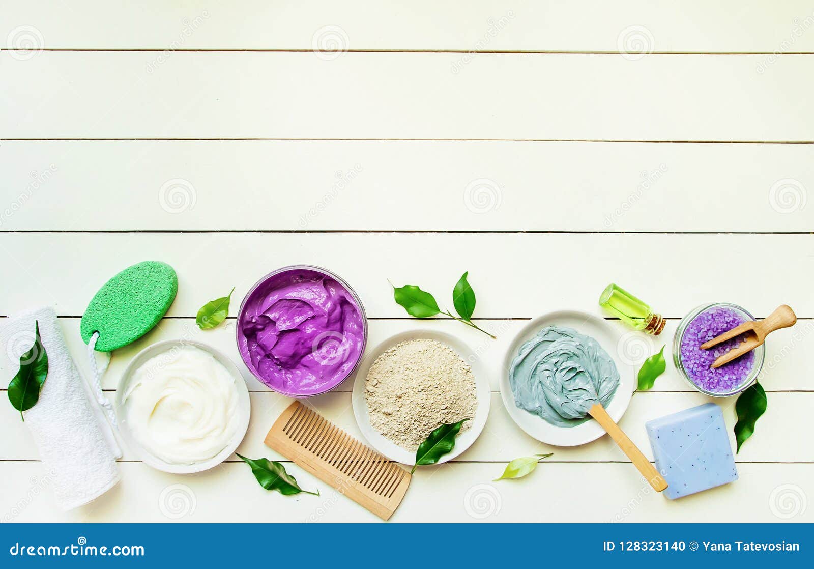 Cosmetic Objects for Spa Procedures on a White Background. Selective ...