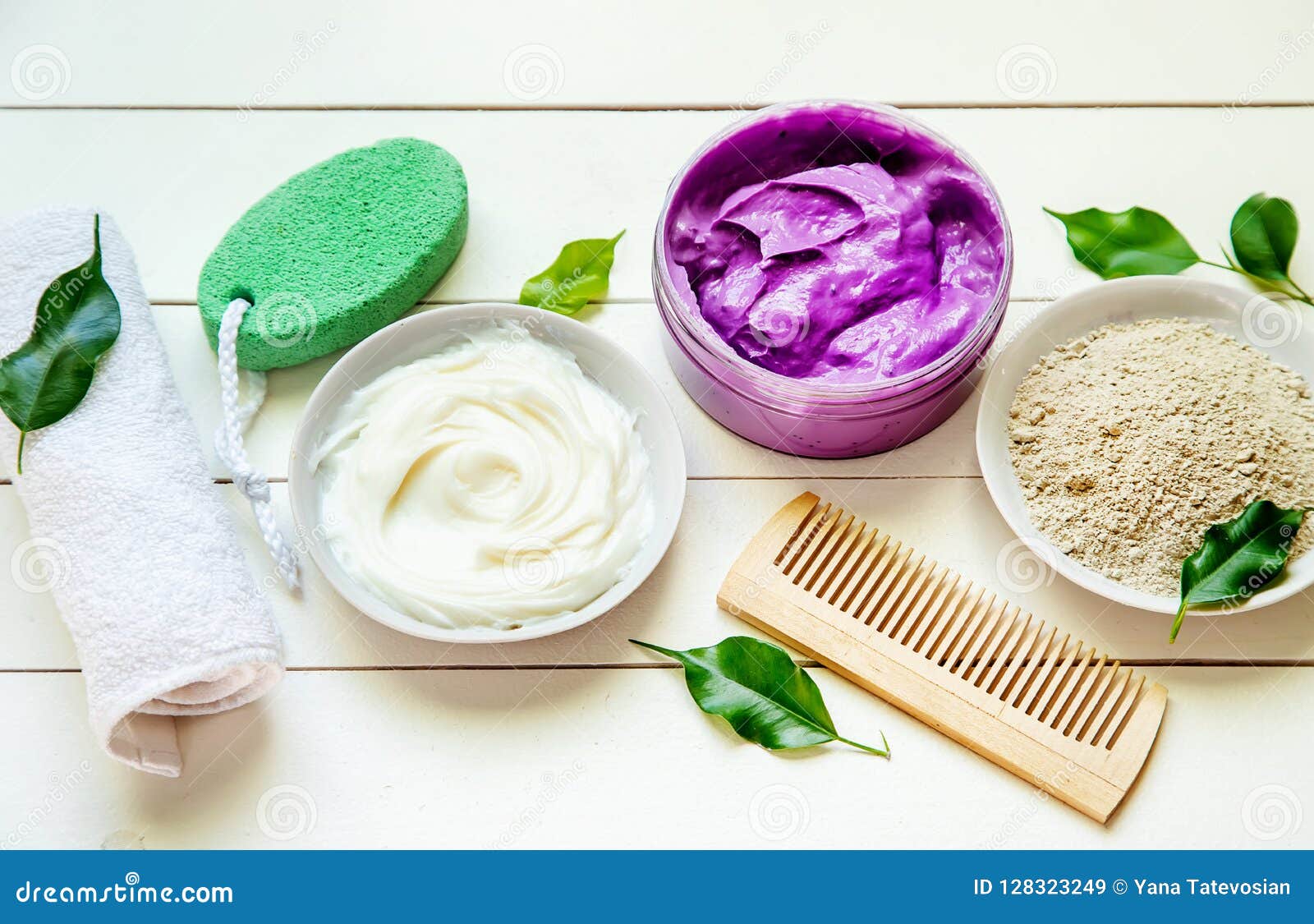 Cosmetic Objects for Spa Procedures on a White Background. Selective ...