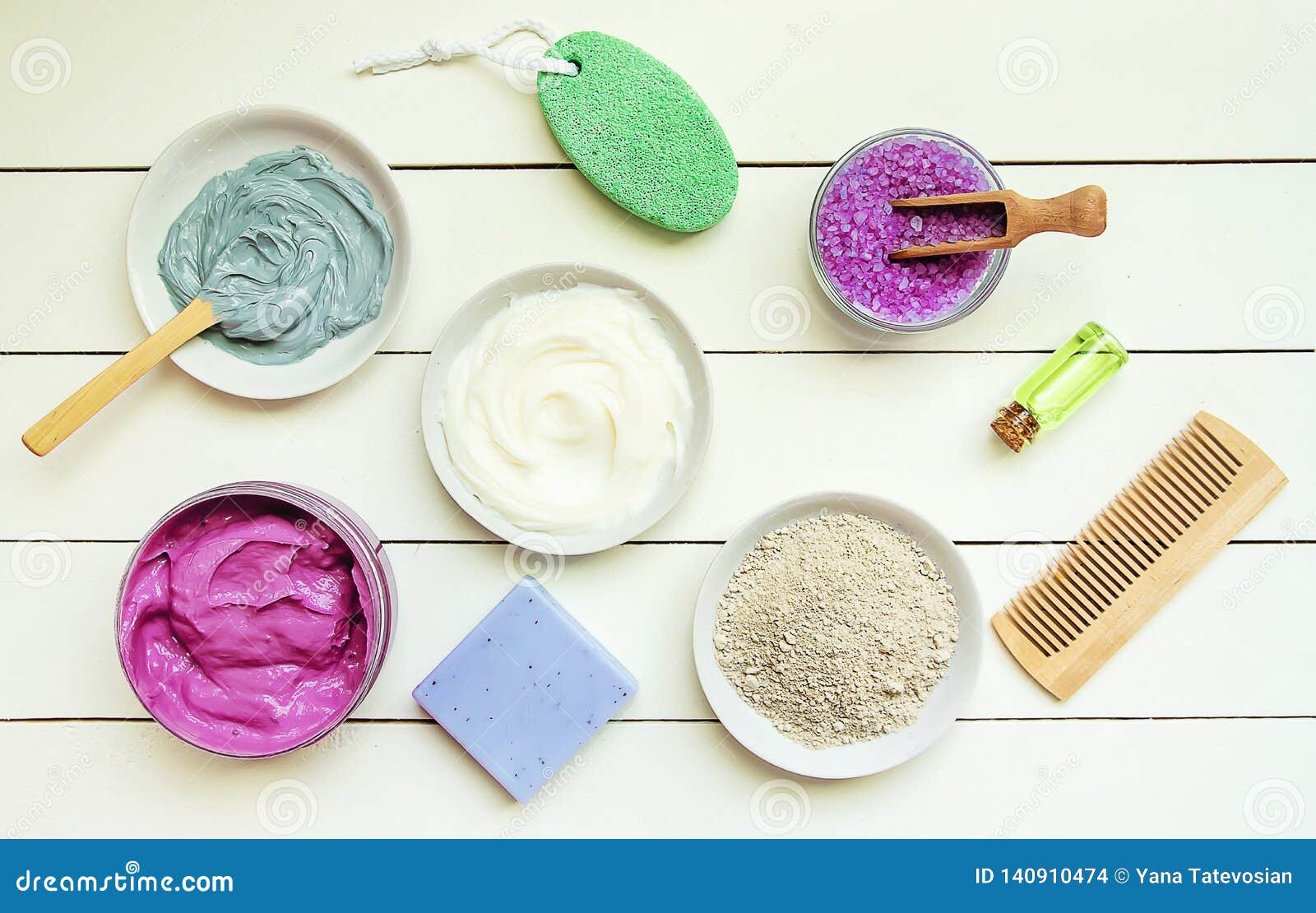 Cosmetic Objects for Spa Procedures on a White Background. Selective ...