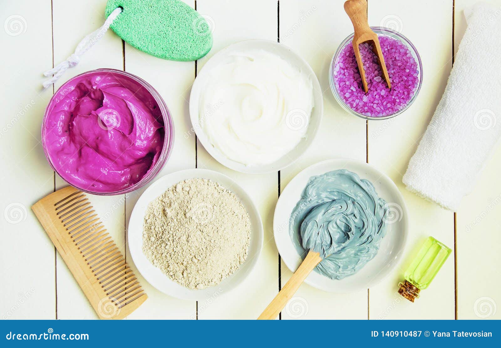 Cosmetic Objects for Spa Procedures on a White Background. Selective ...