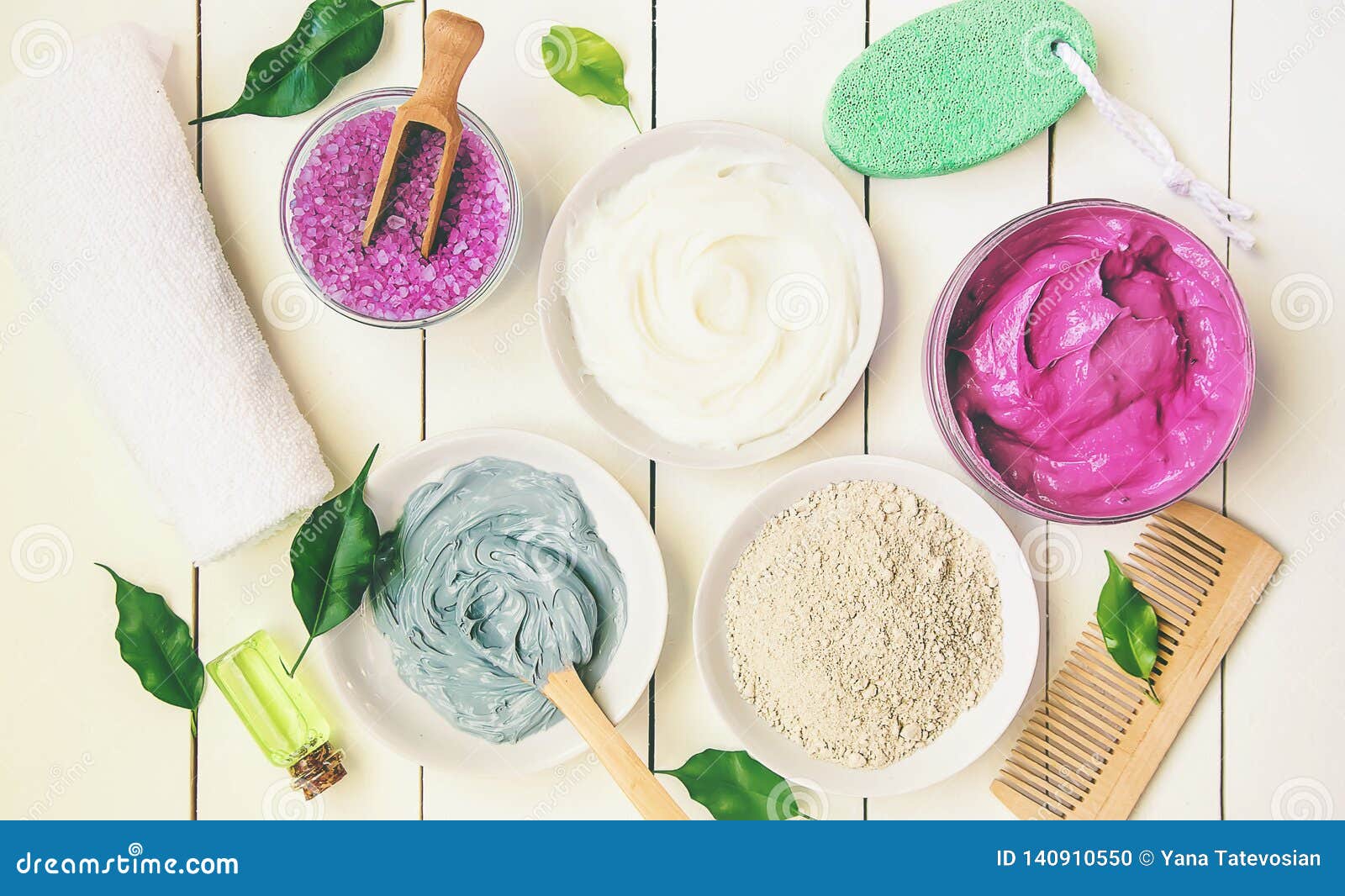 Cosmetic Objects for Spa Procedures on a White Background. Selective ...