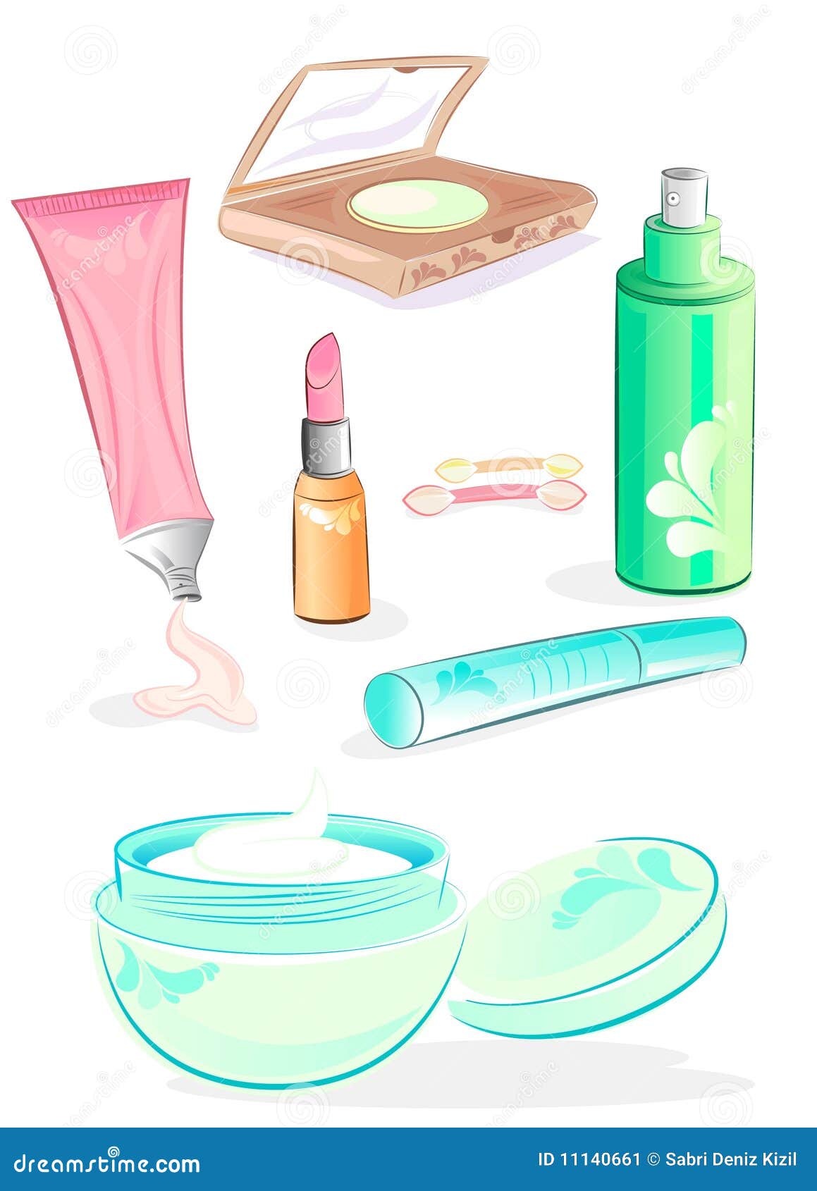 Cosmetic objects vector stock vector. Illustration of decorative - 11140661