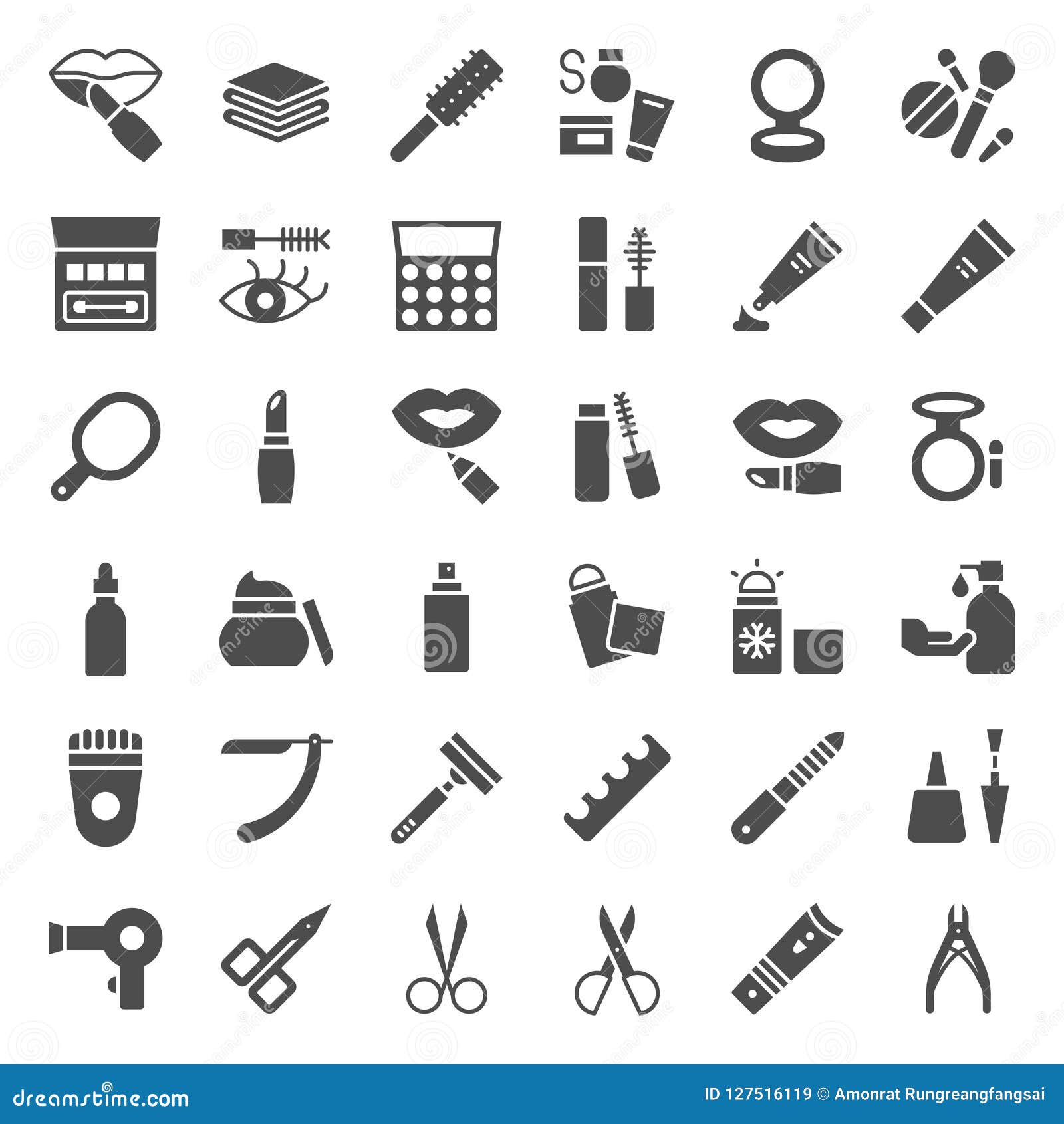 Cosmetic and Personal Care Products, Solid Icon Stock Vector ...