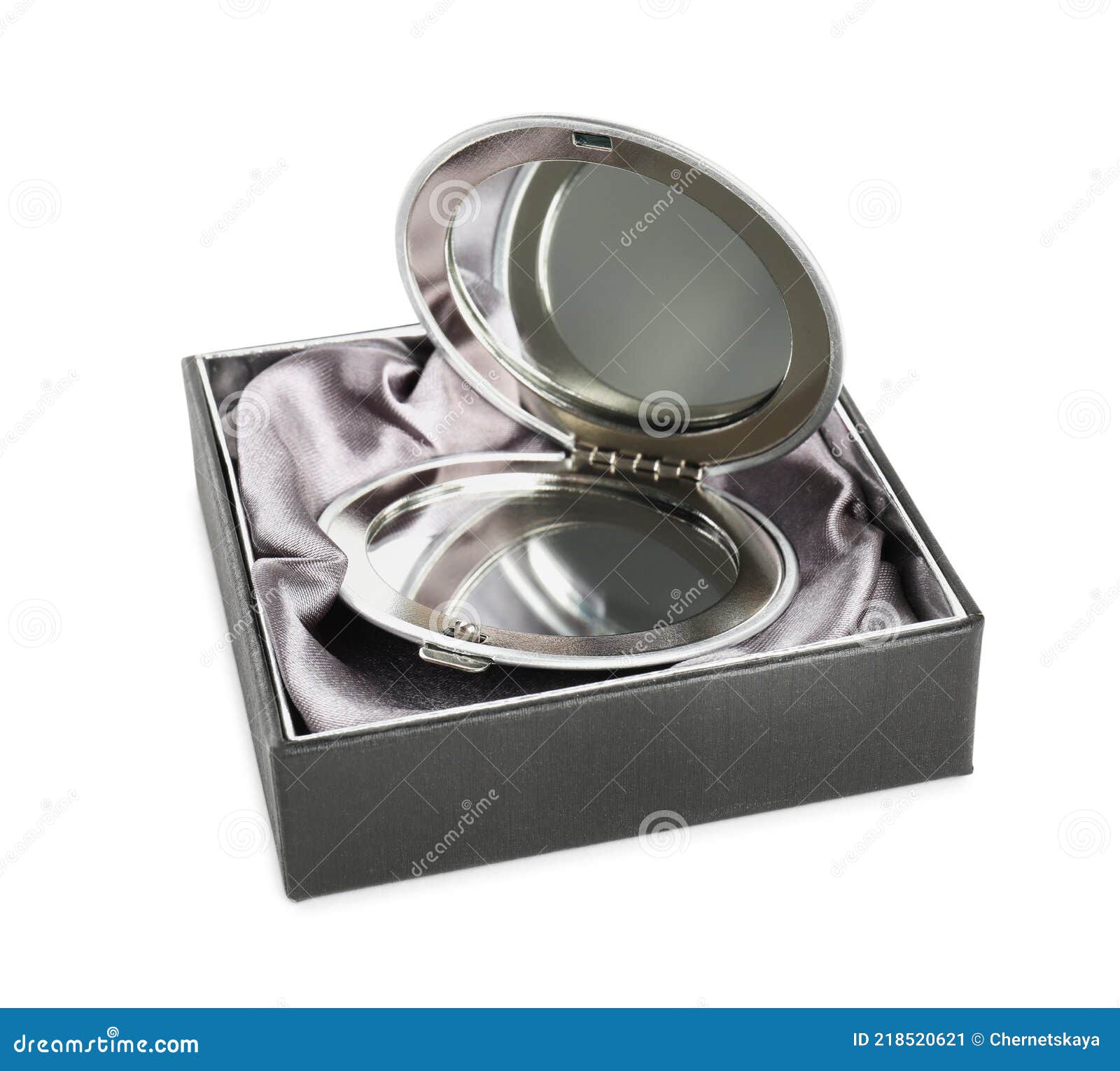 Cosmetic Pocket Mirror in Box Isolated on White Stock Image - Image of ...
