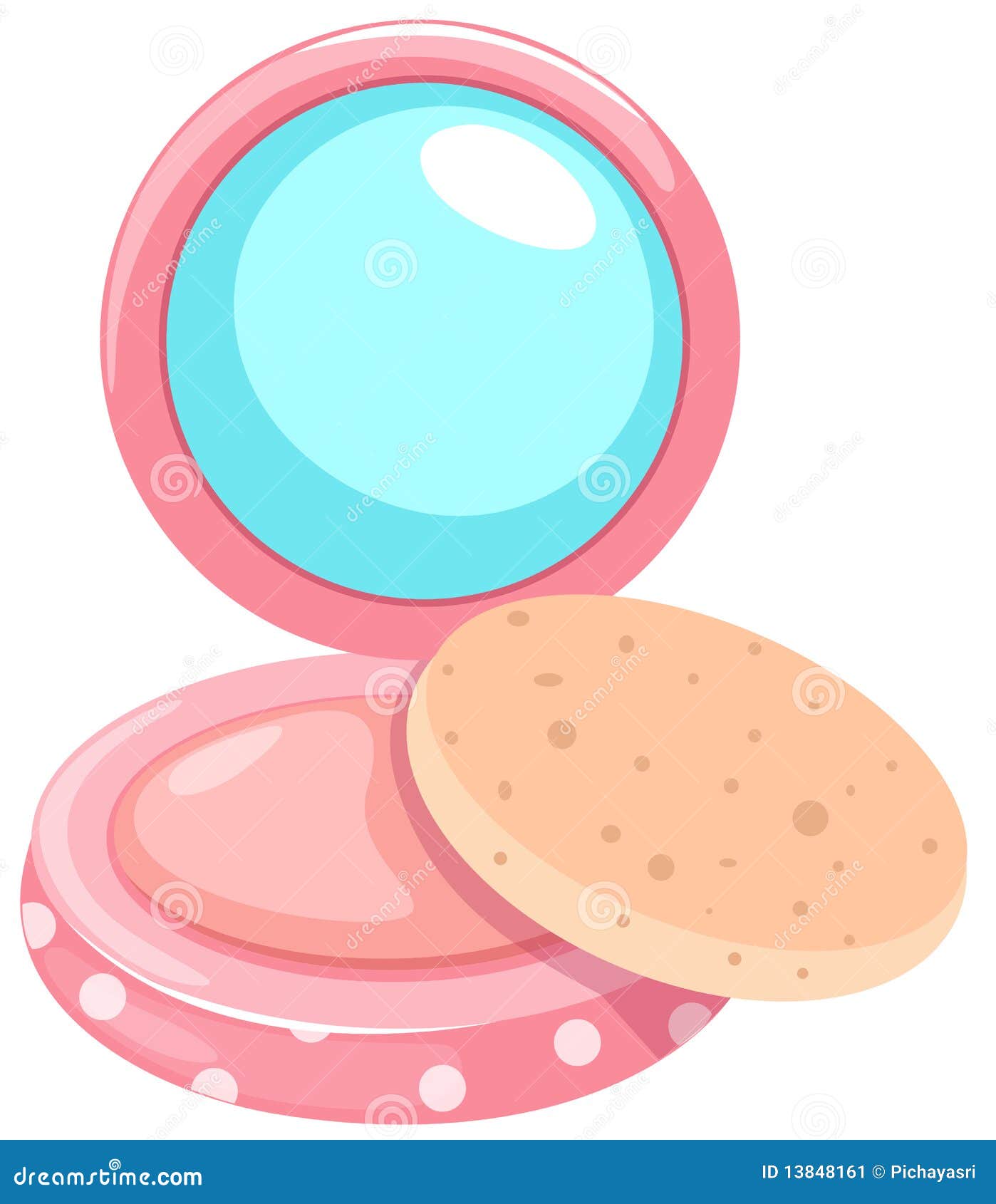 Cosmetic Powder Compact with Puff Stock Vector - Illustration of ...