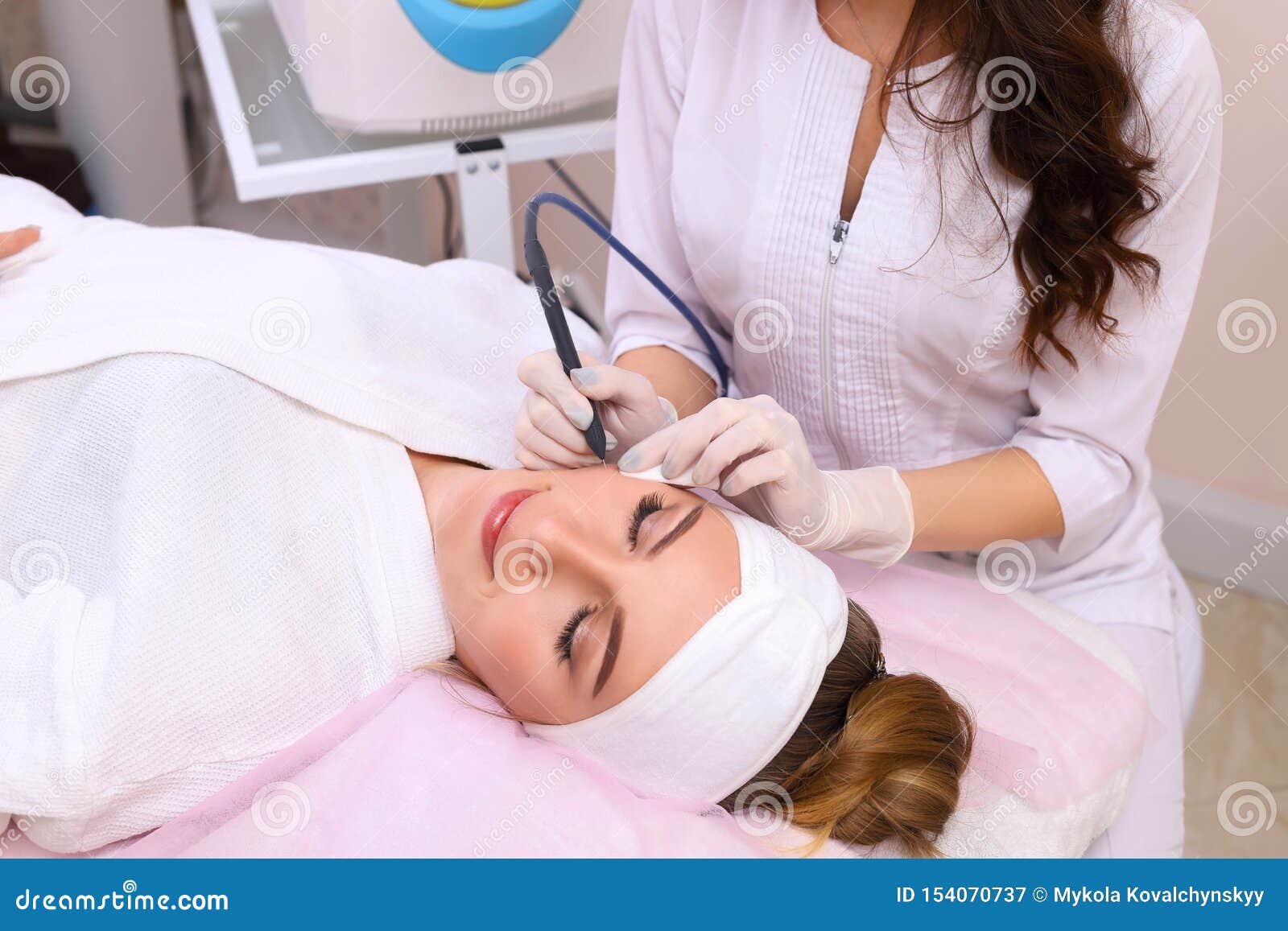 Radiofrequency Coagulation of Vessels on the Face. Stock Image - Image ...