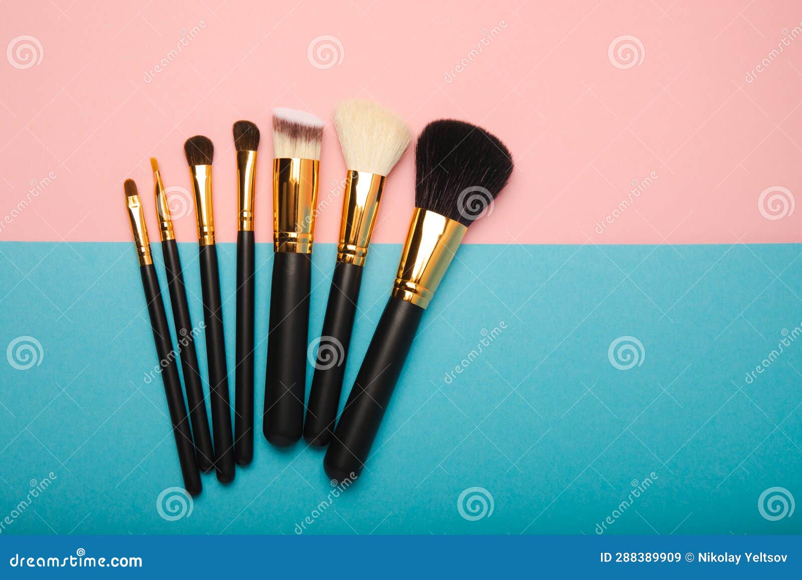 Cosmetic Product for Makeup. Makeup Brushes on Background Stock ...