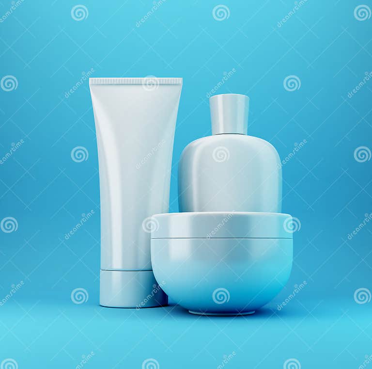 Cosmetic Products 3 - Blue stock image. Image of bronzer - 1350539