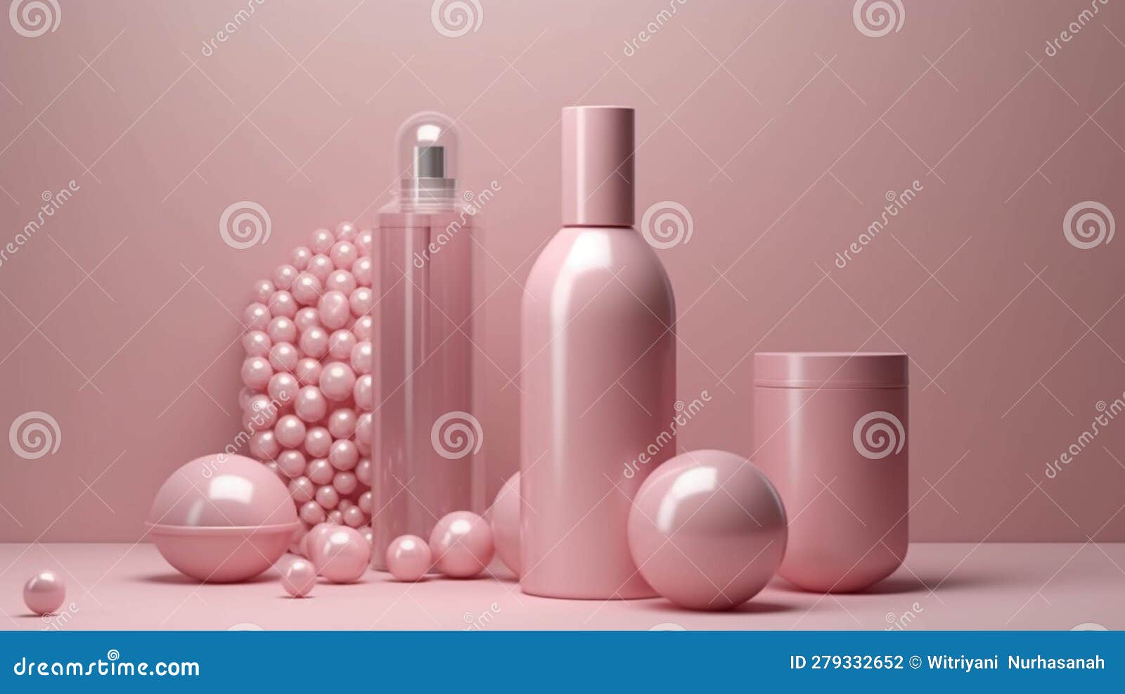 Cosmetic Set Ads, Light Pink Package Design on Pink Background with ...