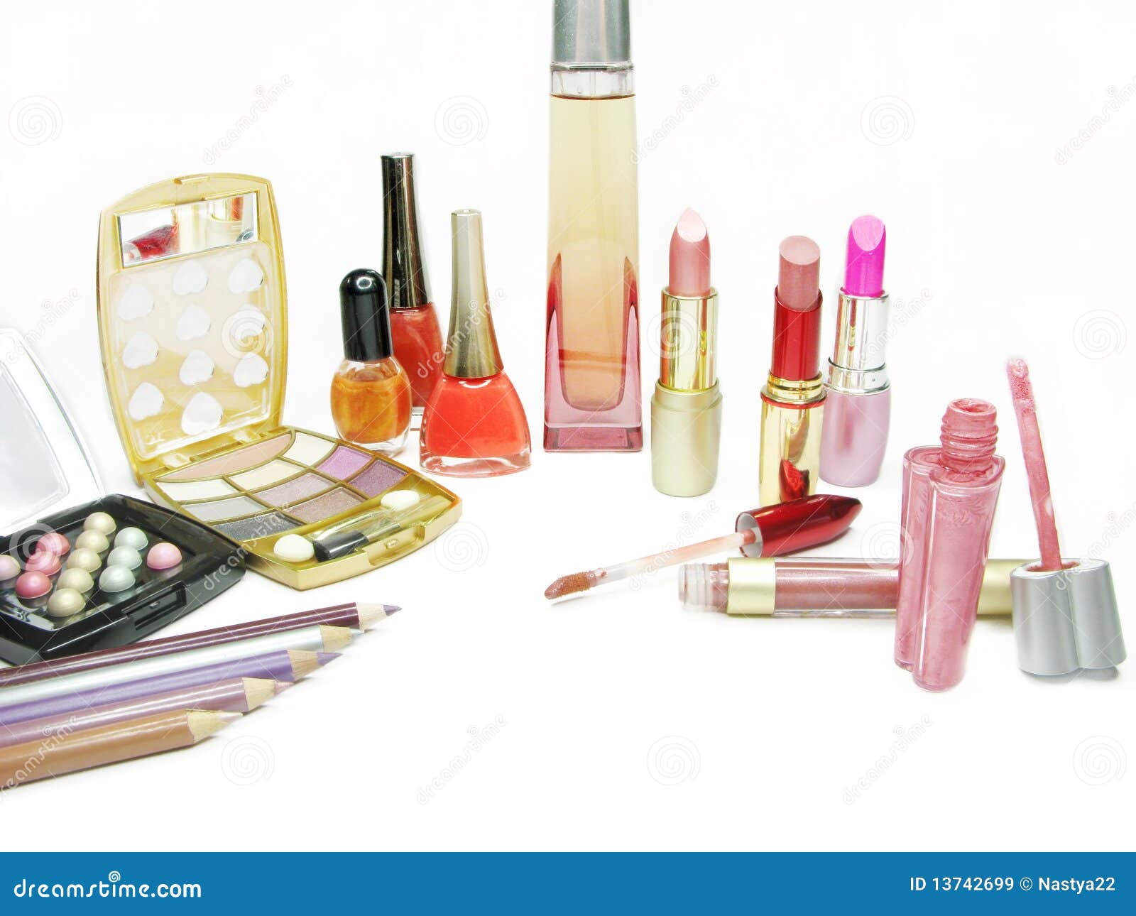 Cosmetic set for makeup stock image. Image of background - 13742699