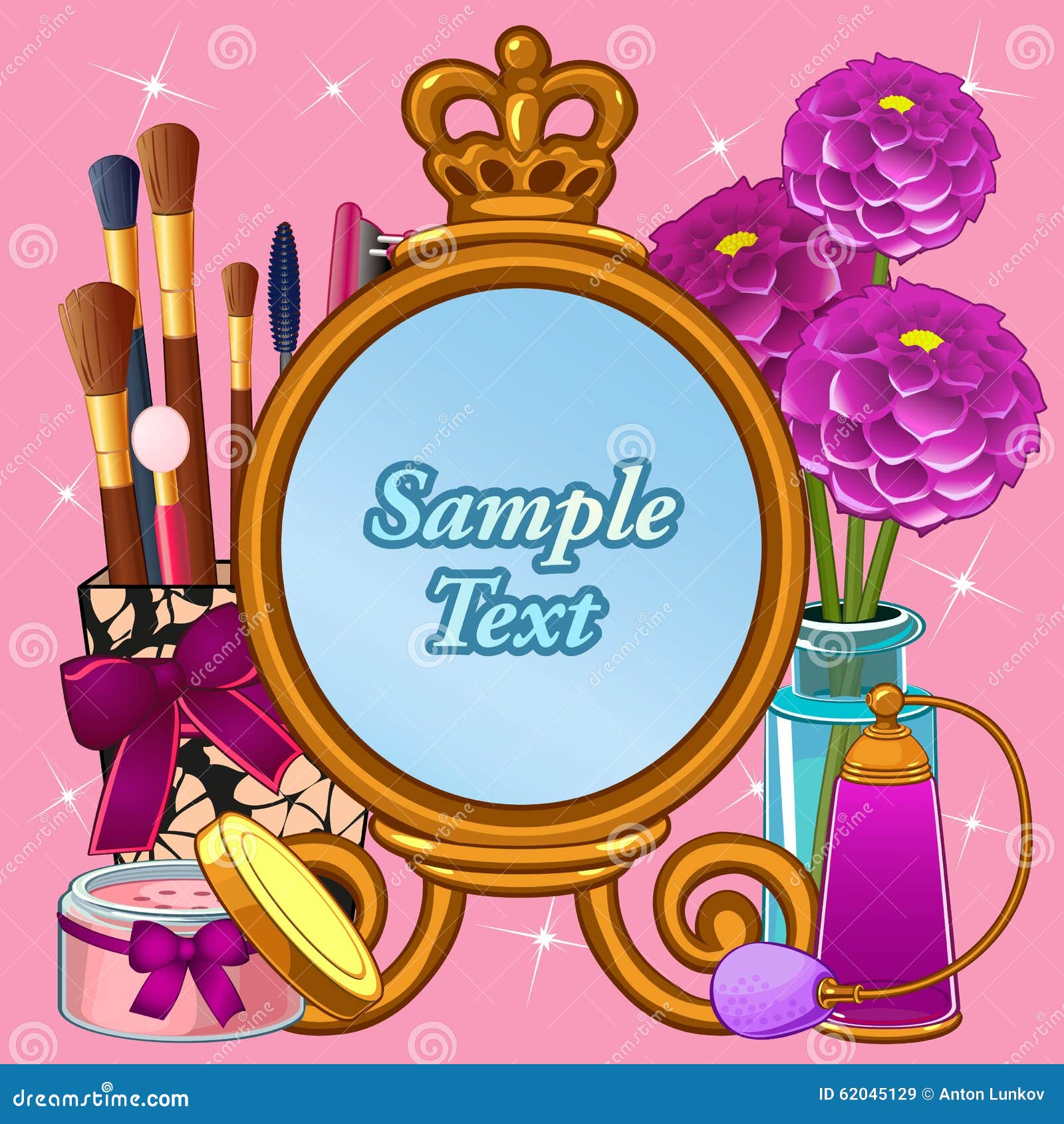 Cosmetic Set with Mirror and Space for Text Stock Vector - Illustration ...