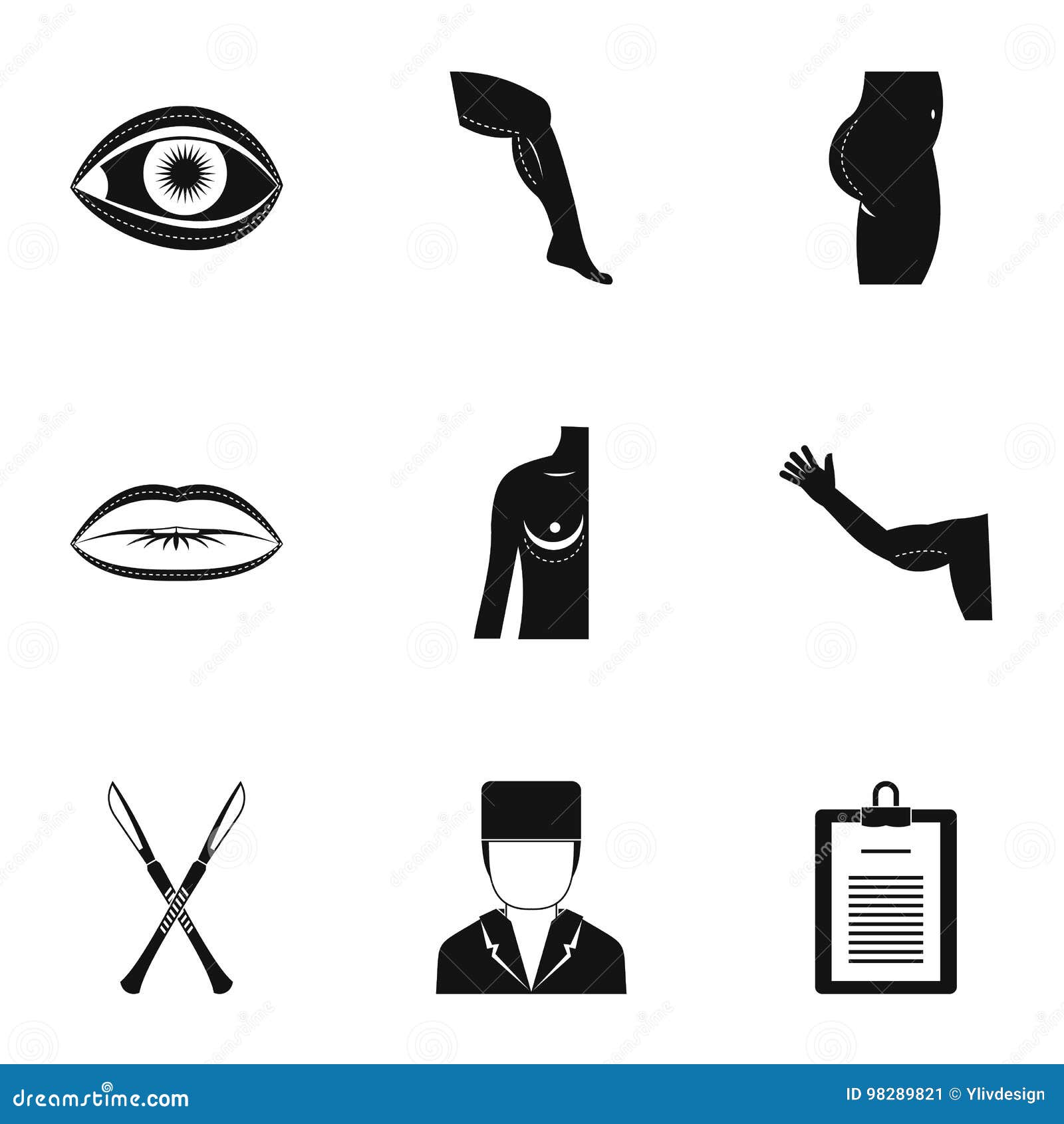 Cosmetic Surgery Icon Set, Simple Style Stock Vector - Illustration of ...