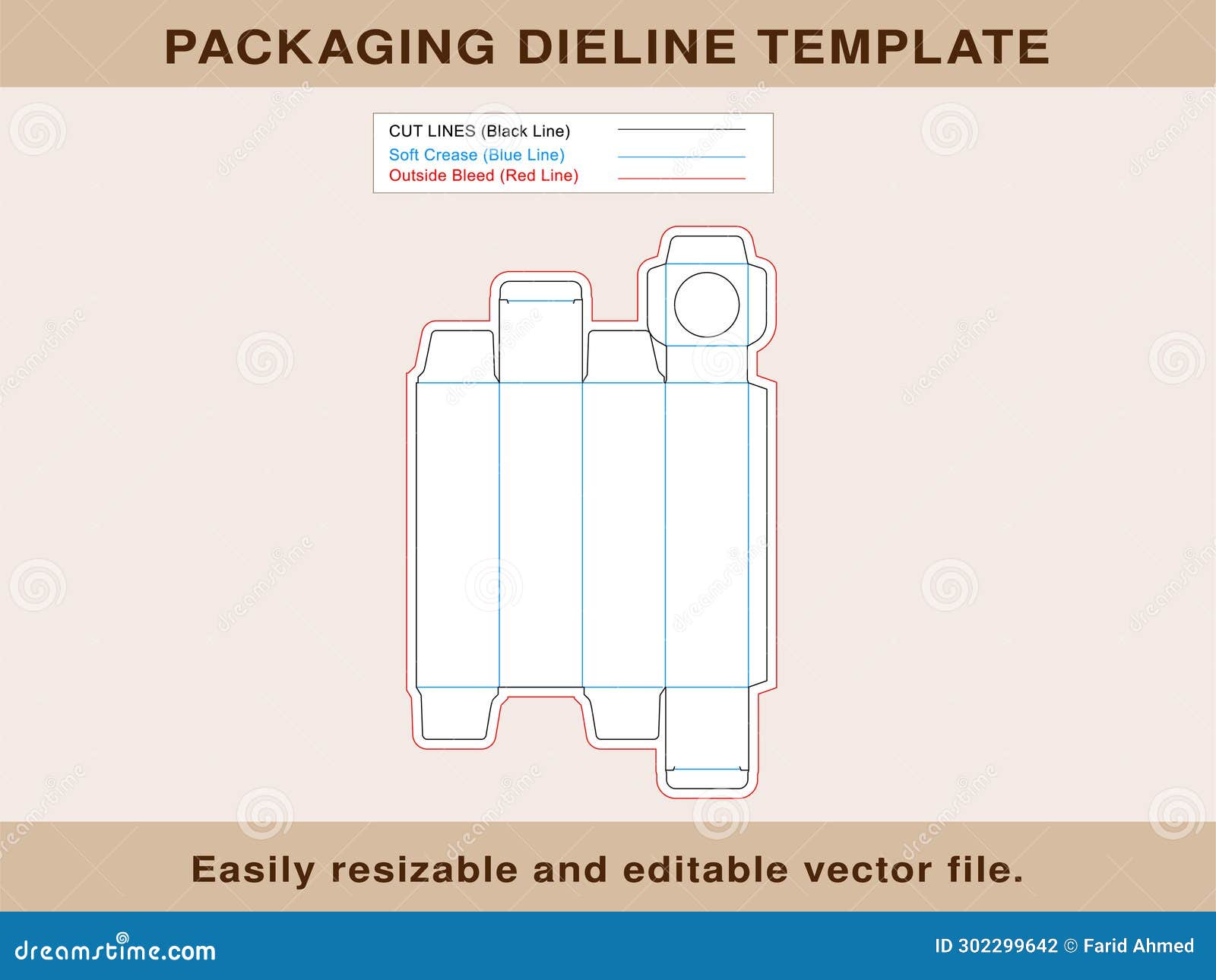 Cosmetic Tube Box Medium Dieline Template, Stock Vector - Illustration ...