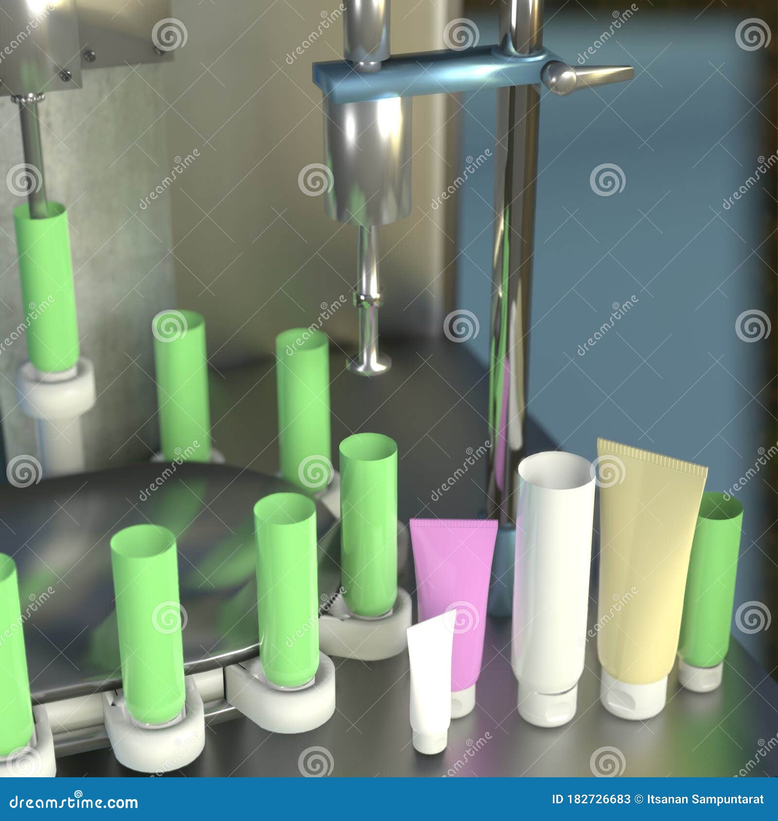 Cosmetic Tube Filling Machine Stock Illustration - Illustration of ...
