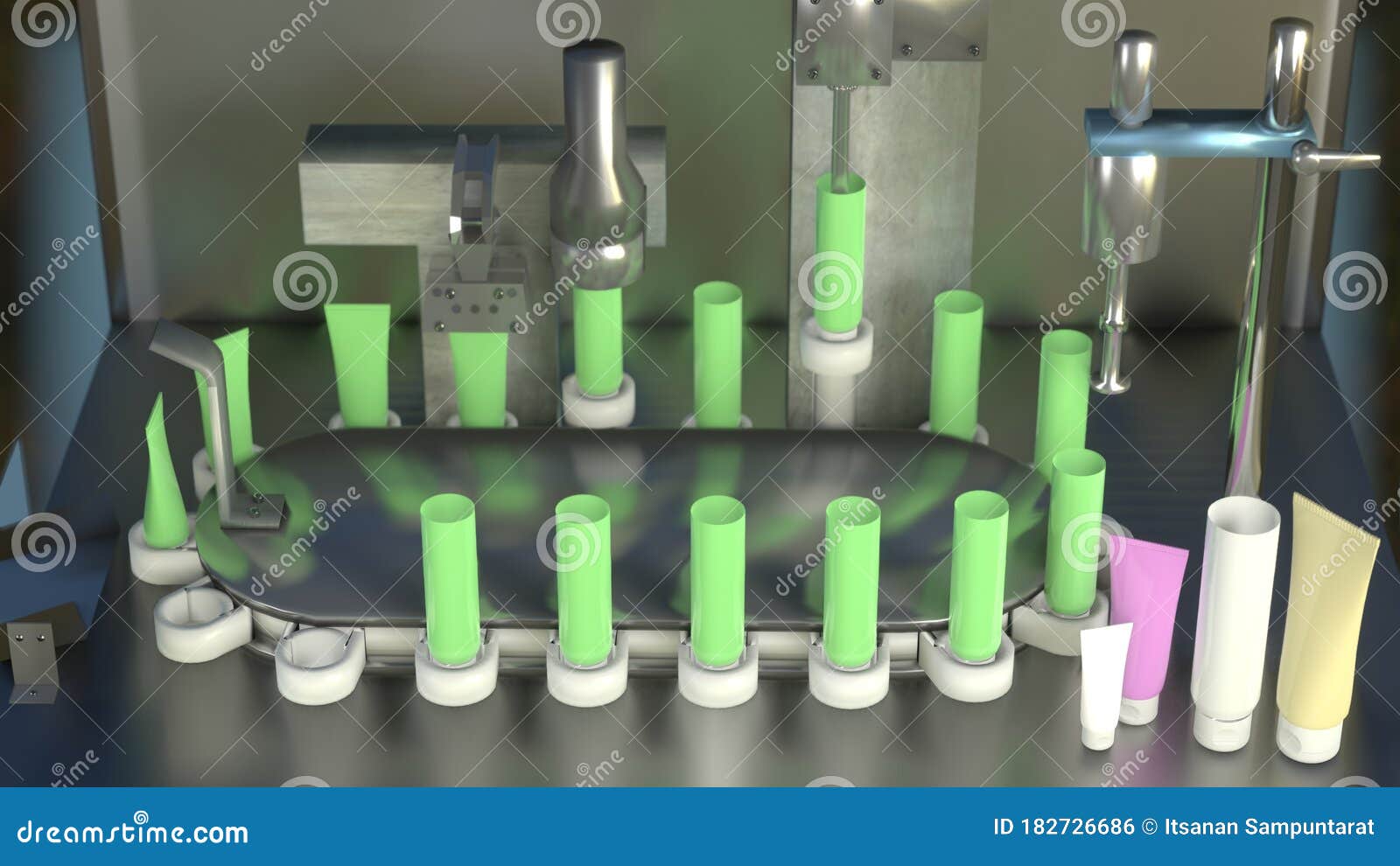 Cosmetic Tube Filling Machine Stock Illustration - Illustration of ...