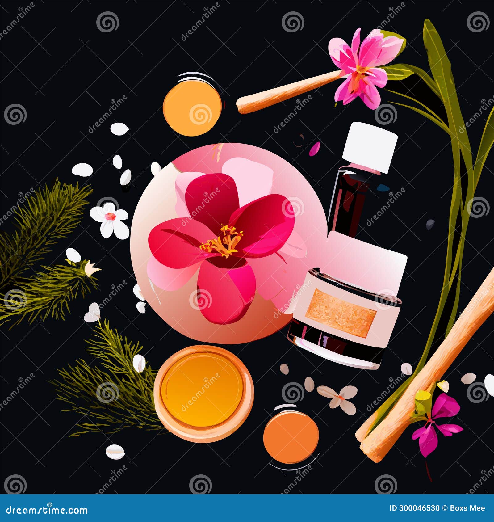 Cosmetics and Aromatherapy. Vector Illustration in Flat Style Stock ...