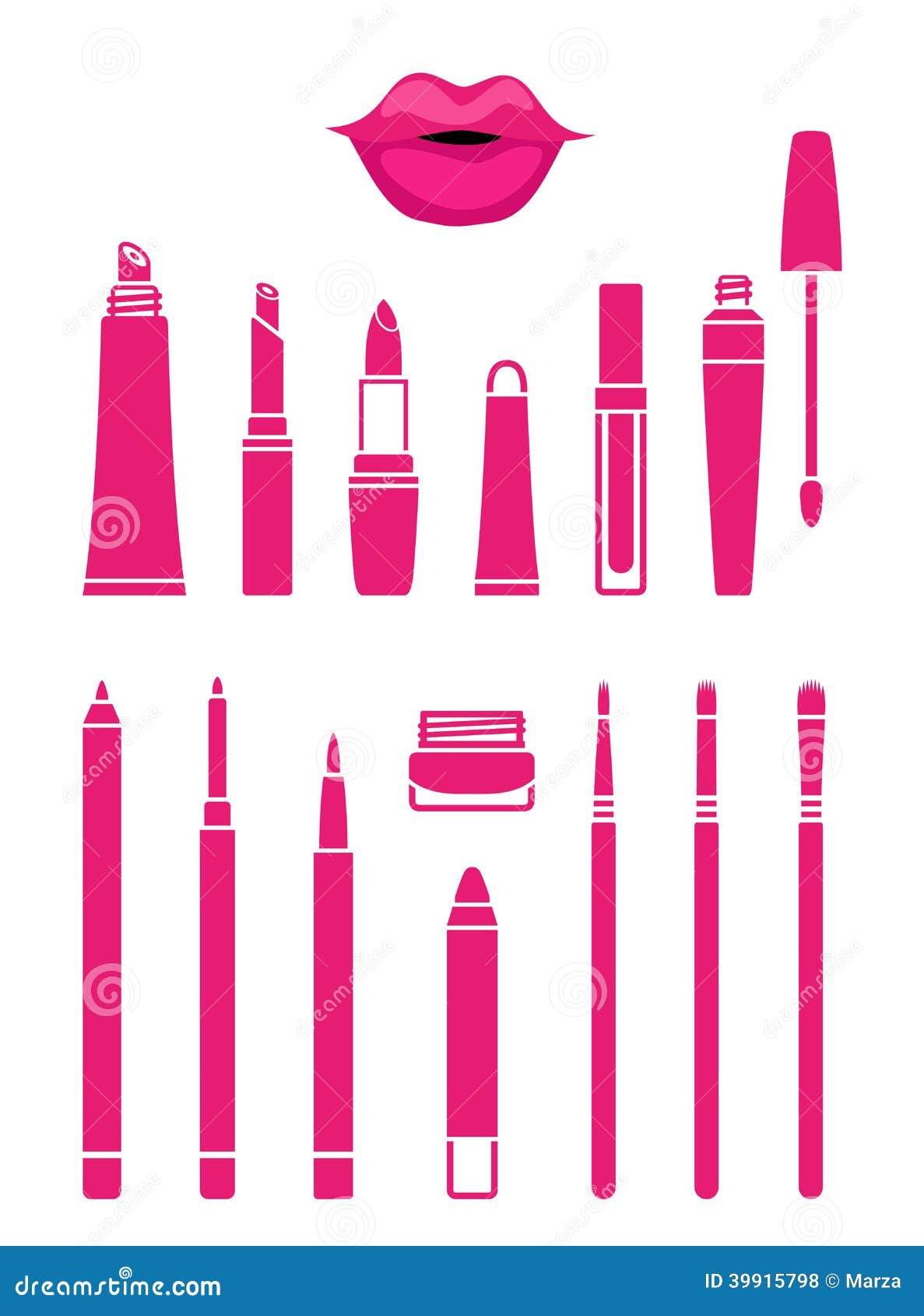 Beautiful Red Lips Icons Collection Royalty-Free Stock Photo ...