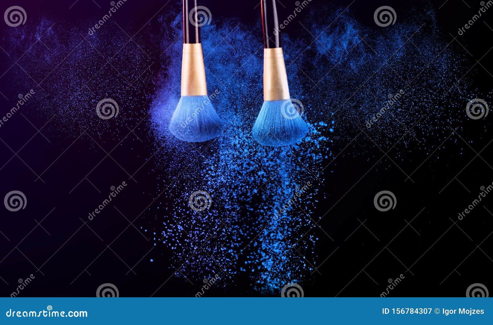Cosmetics Brush with Powder Explosion Stock Image - Image of apply ...