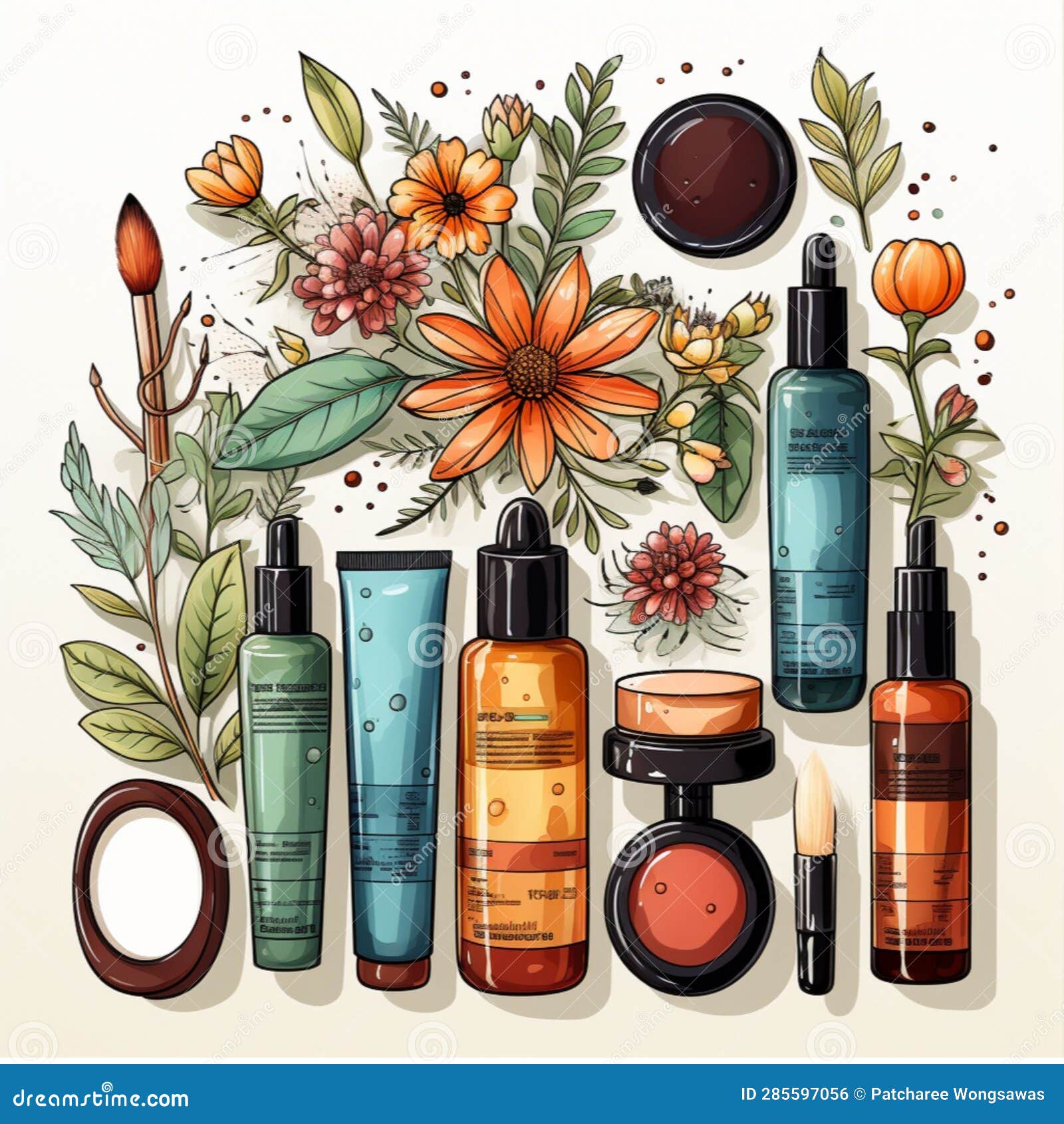 Cosmetics cartoon cute stock illustration. Illustration of organ ...