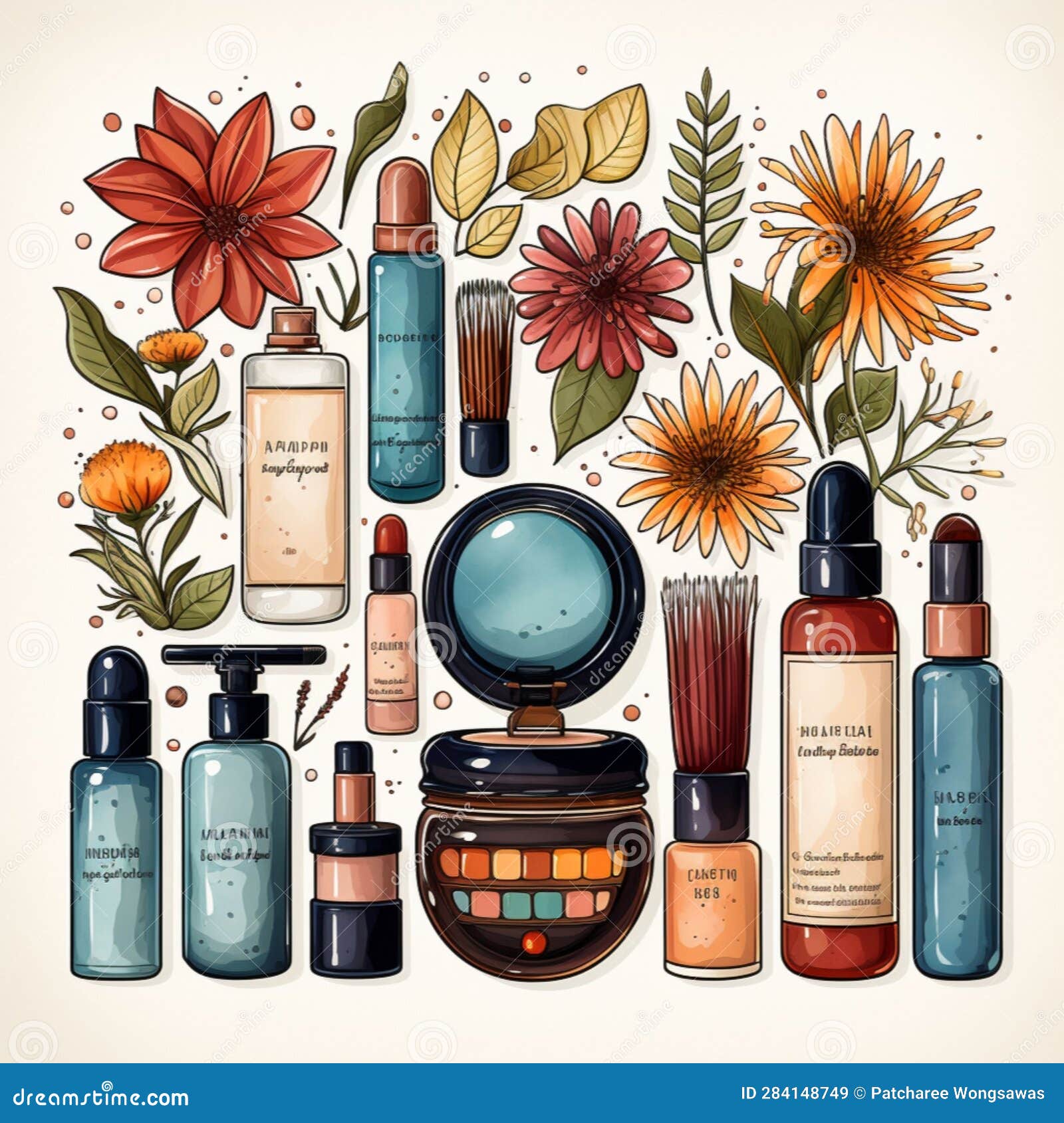 Cosmetics Cartoon Illustration Stock Illustration - Illustration of ...
