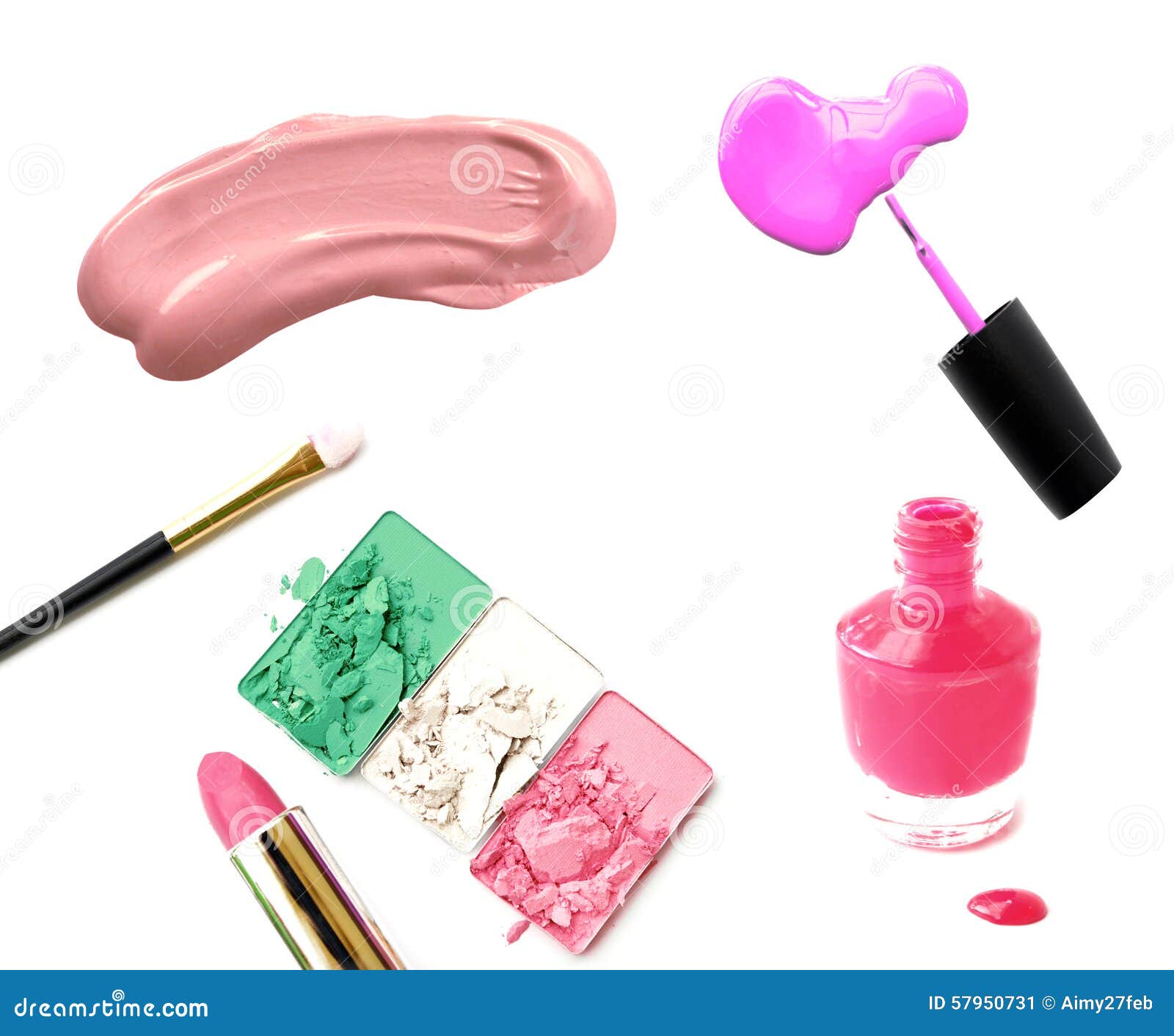 Cosmetics Collage Isolated on White Stock Image - Image of elegance ...