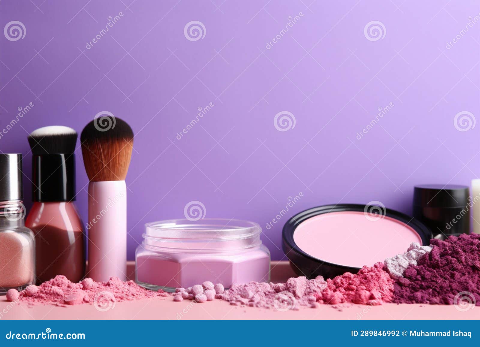 Cosmetics Collection on Pink Backdrop, Space for Personalized Text ...